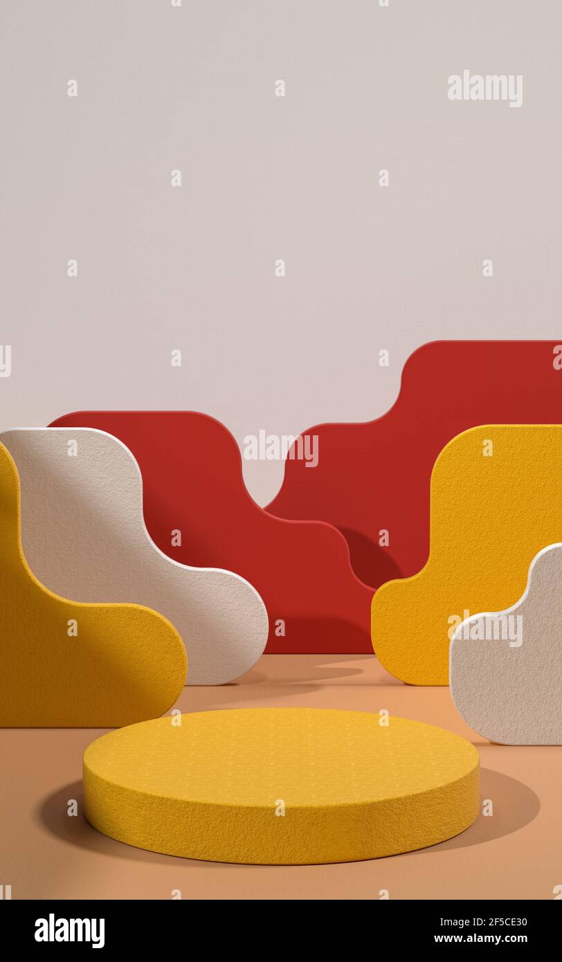 Creative stage with curve paper background, 3d rendering. Computer ...