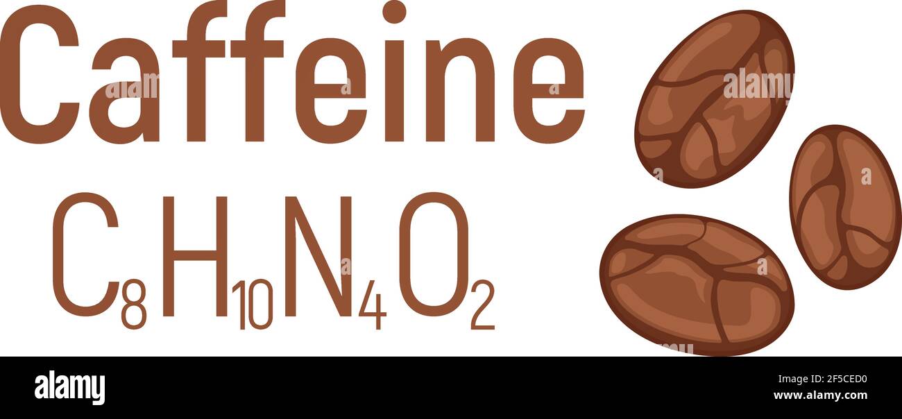 Caffeine concept chemical formula icon label, text font vector ...