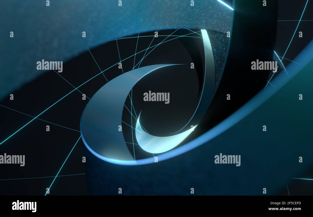 Curved vortex structure lines, 3d rendering. Computer digital drawing ...