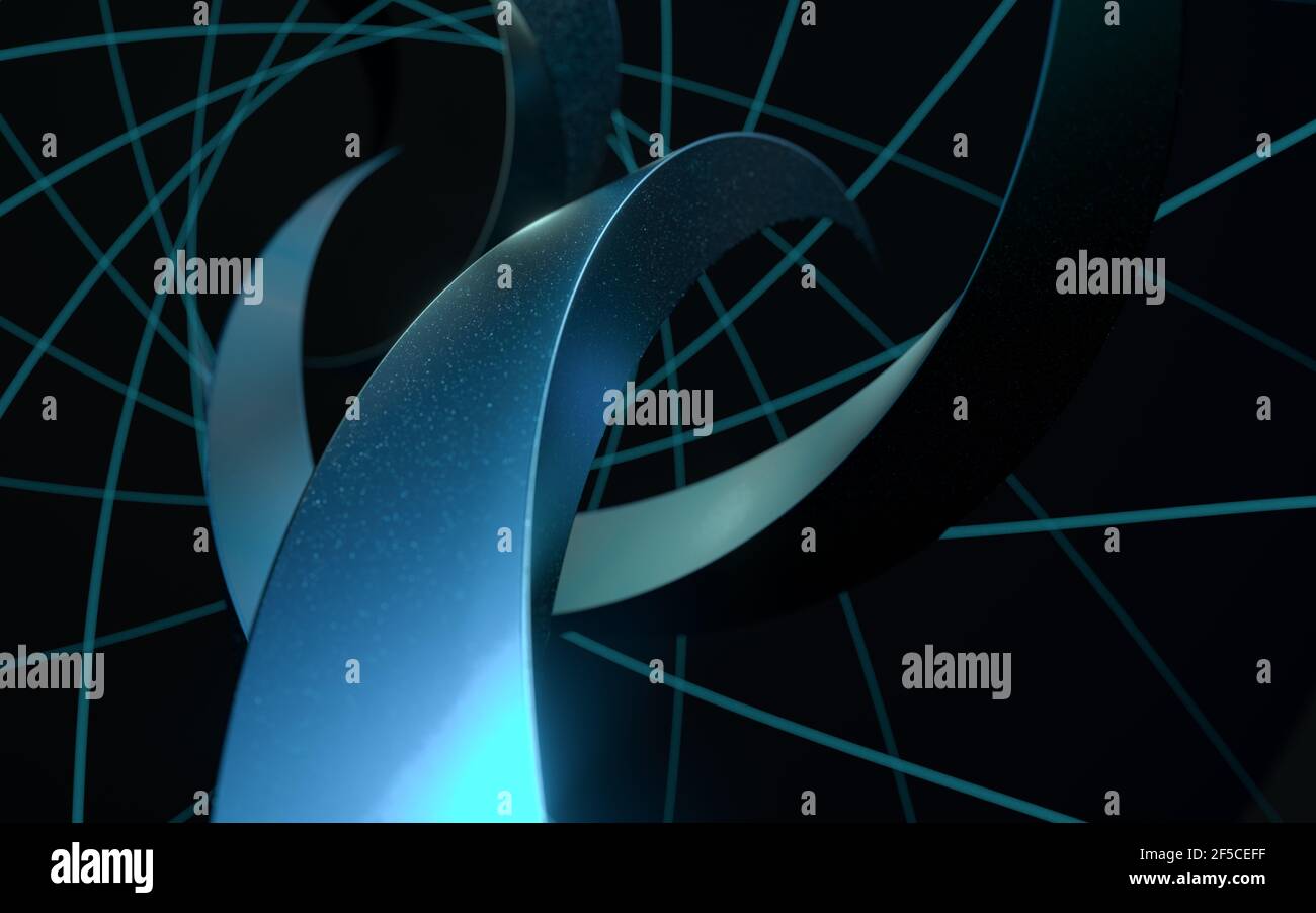 Curved vortex structure lines, 3d rendering. Computer digital drawing ...