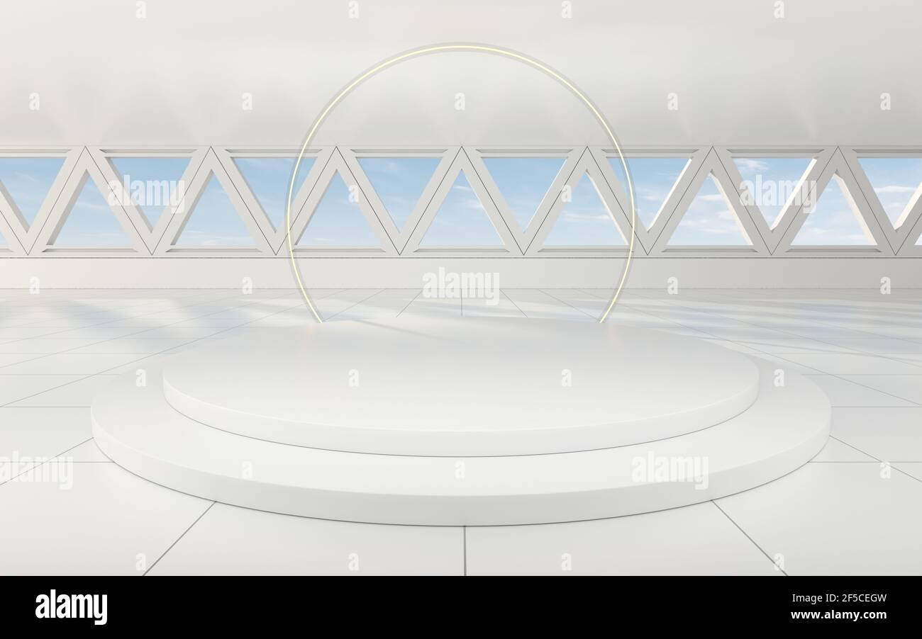 Empty science fiction room, 3d rendering. Computer digital drawing ...