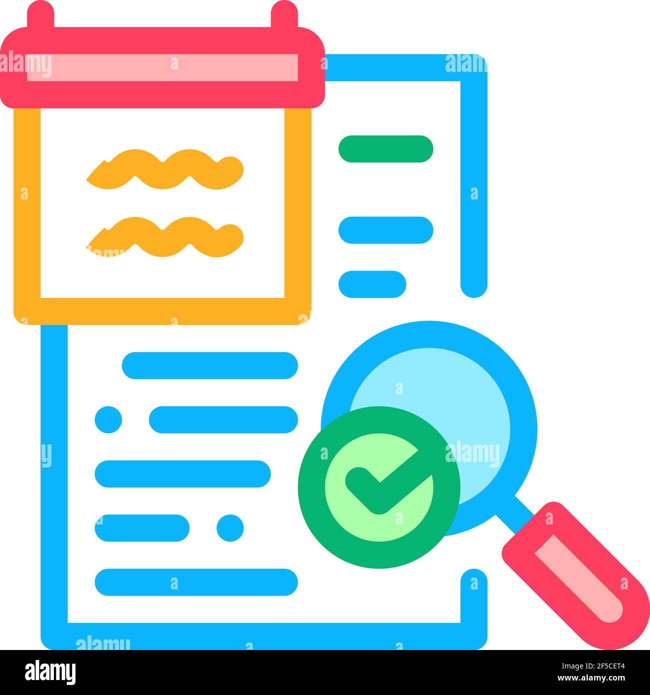 researching and accepting finance audit color icon vector illustration ...