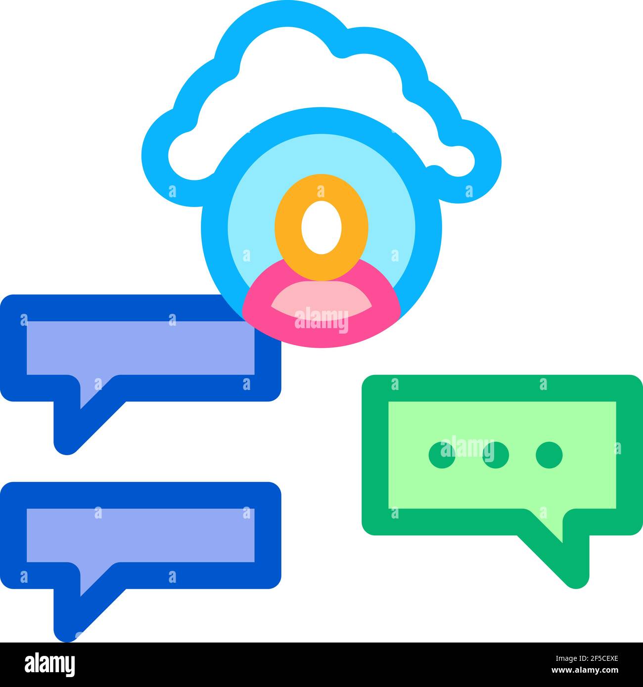 cloud storage and sms identity color icon vector illustration Stock ...