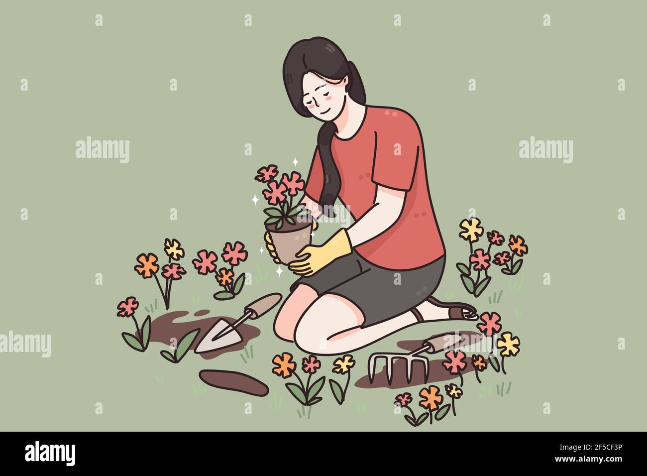 Taking care of plants, growing flowers concept Stock Vector Image & Art ...