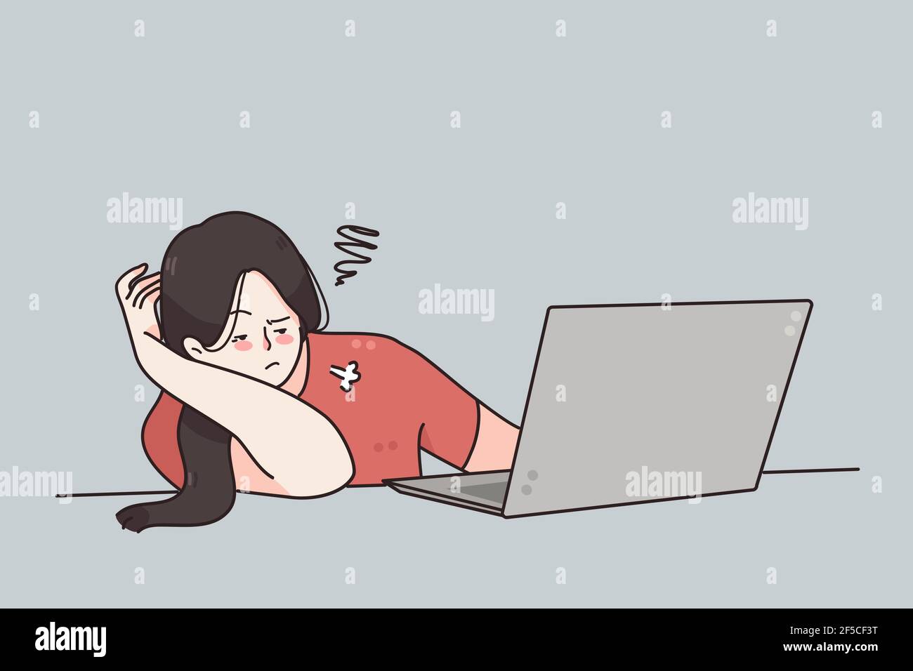 Laptop business woman headache Stock Vector Images - Alamy