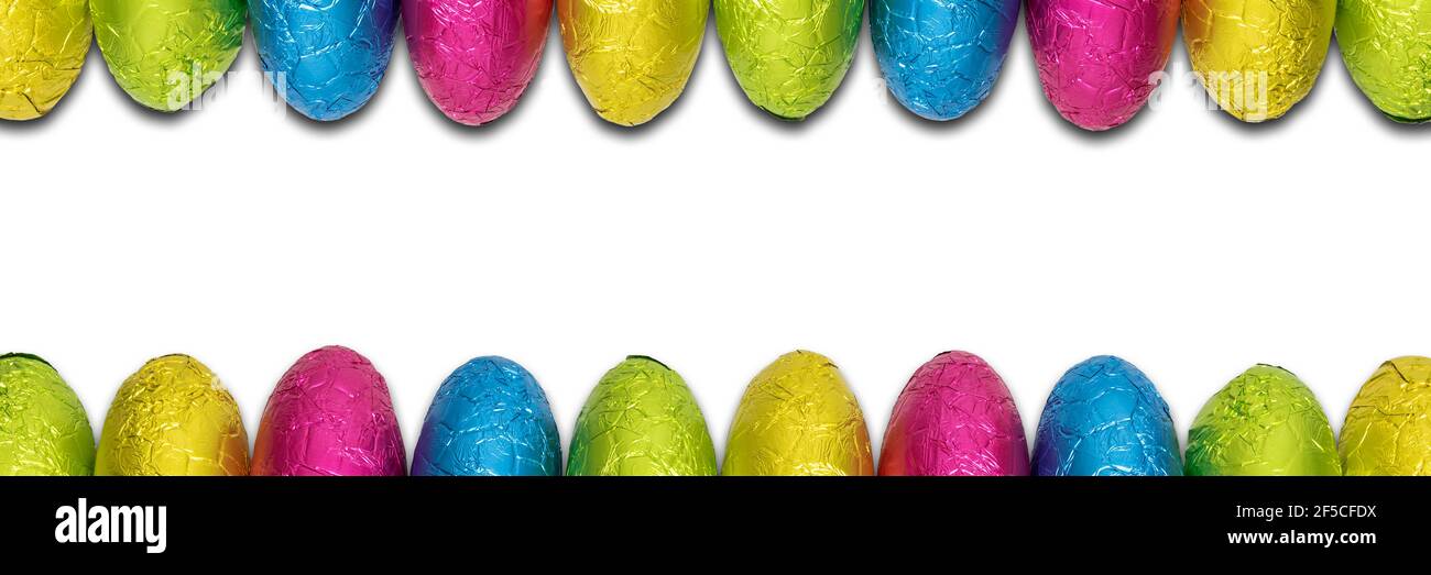 Foil wrapped chocolate Easter egg borders Stock Photo - Alamy Foil wrapped chocolate Easter egg borders Stock Photo - Alamy