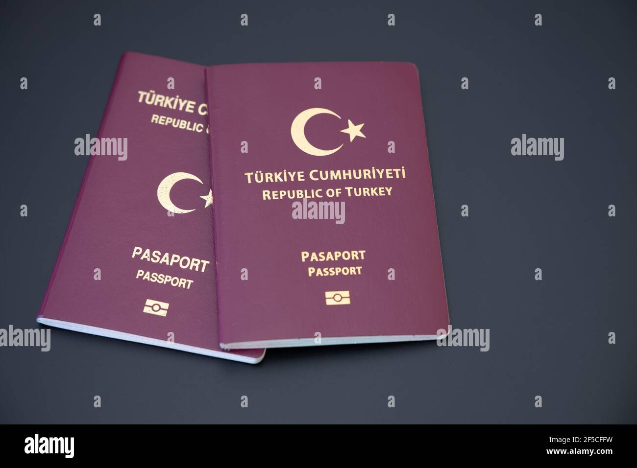 Turkish Travel Passport on Black Background, Selective Focus Stock ...
