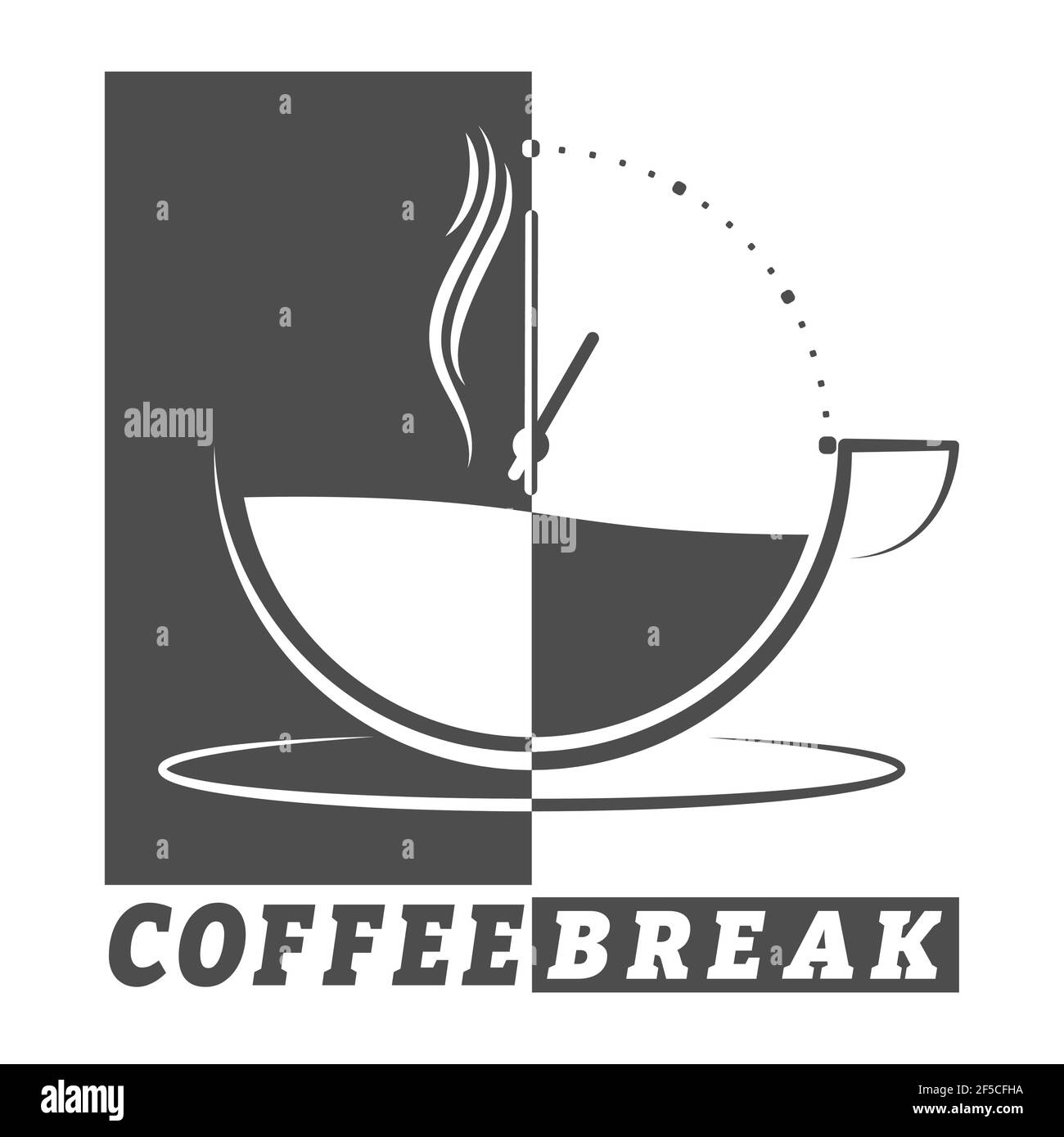 cup of coffee and a watch labeled COFFEE BREAK. Vector illustration for ...