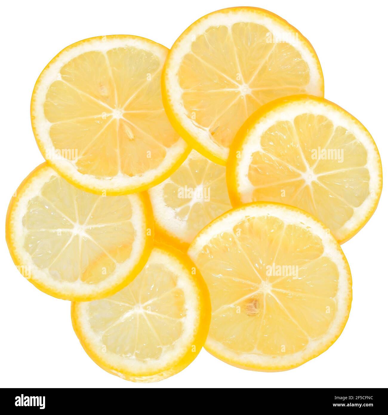 Ripe slice sour lemon top view isolated on a white background Stock ...