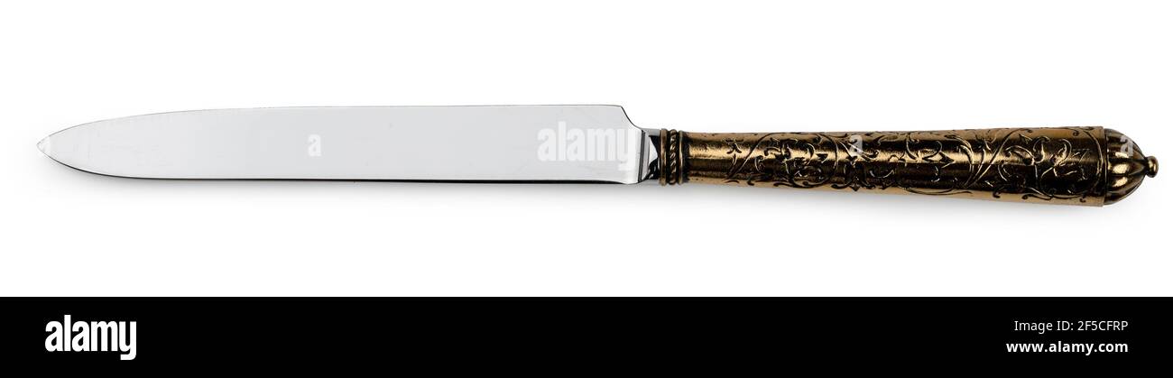 One knife isolated on white background top view Stock Photo - Alamy