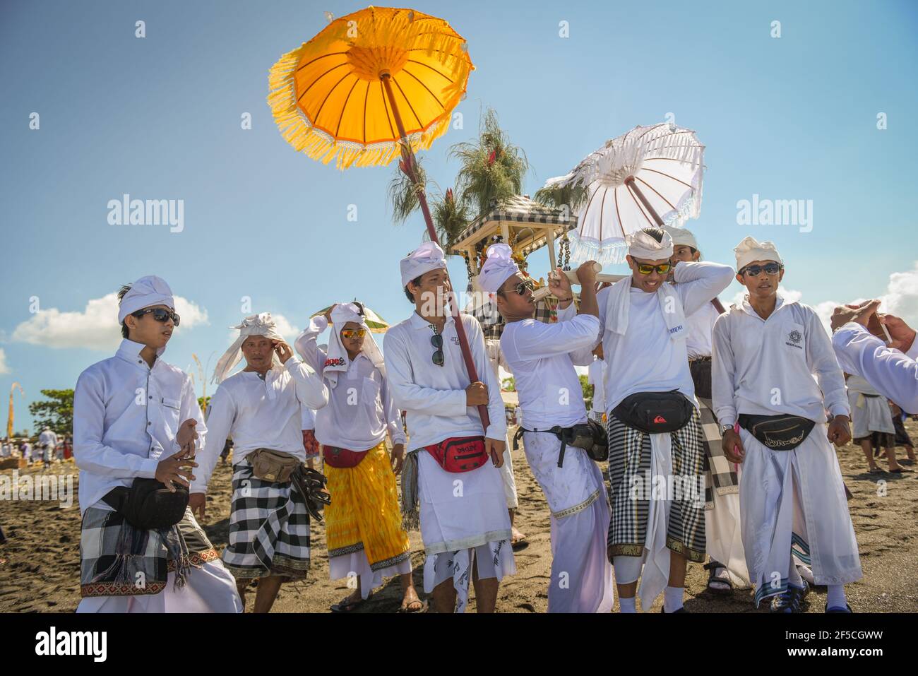 Sanur beach melasti ceremony 2015-03-18, Melasti is a Hindu Balinese ...