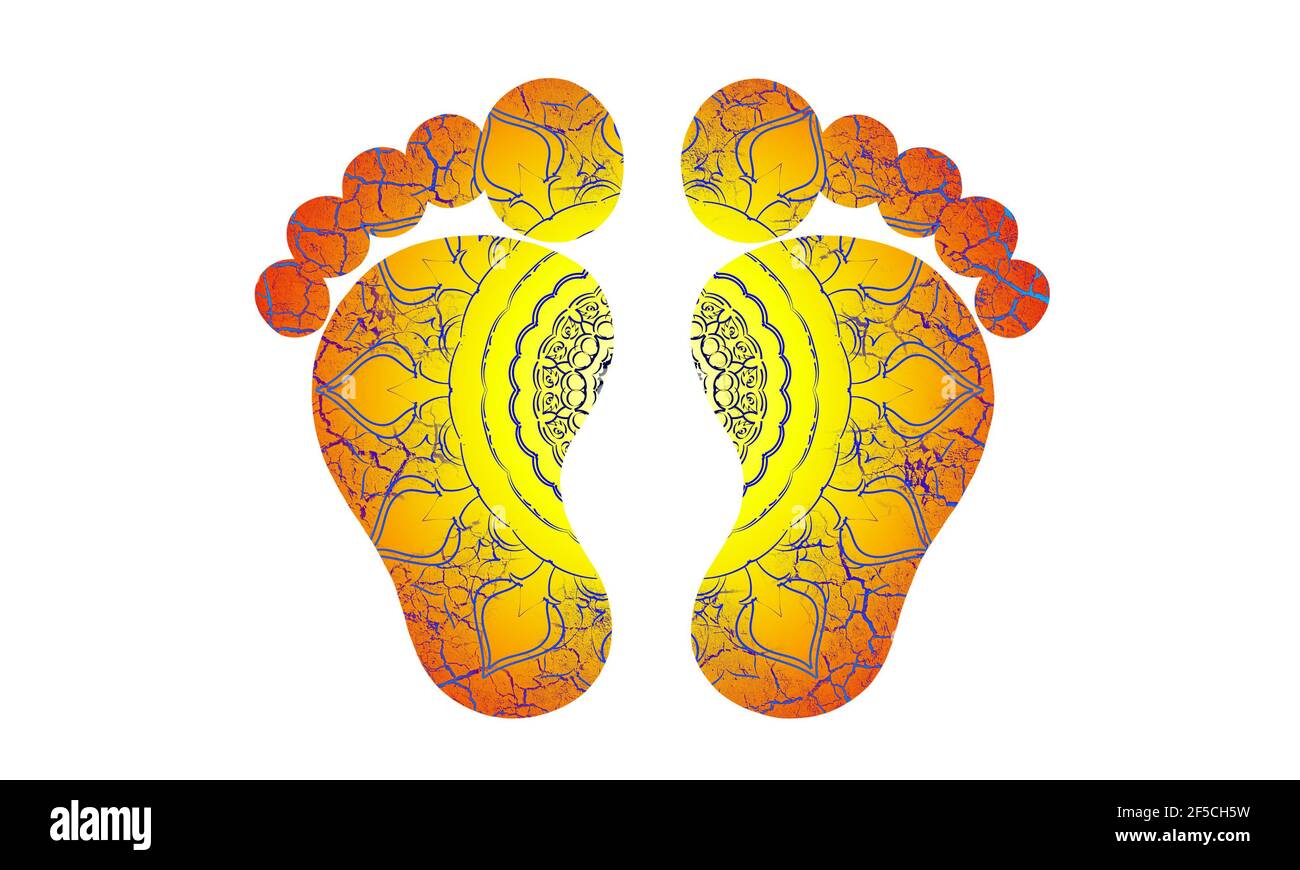 Feet symbol footprint soles mandala sun indian maja old patina website ...