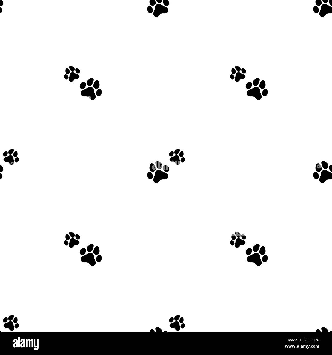 seamless pattern with black cat trace. animal ornament. Vector flat ...