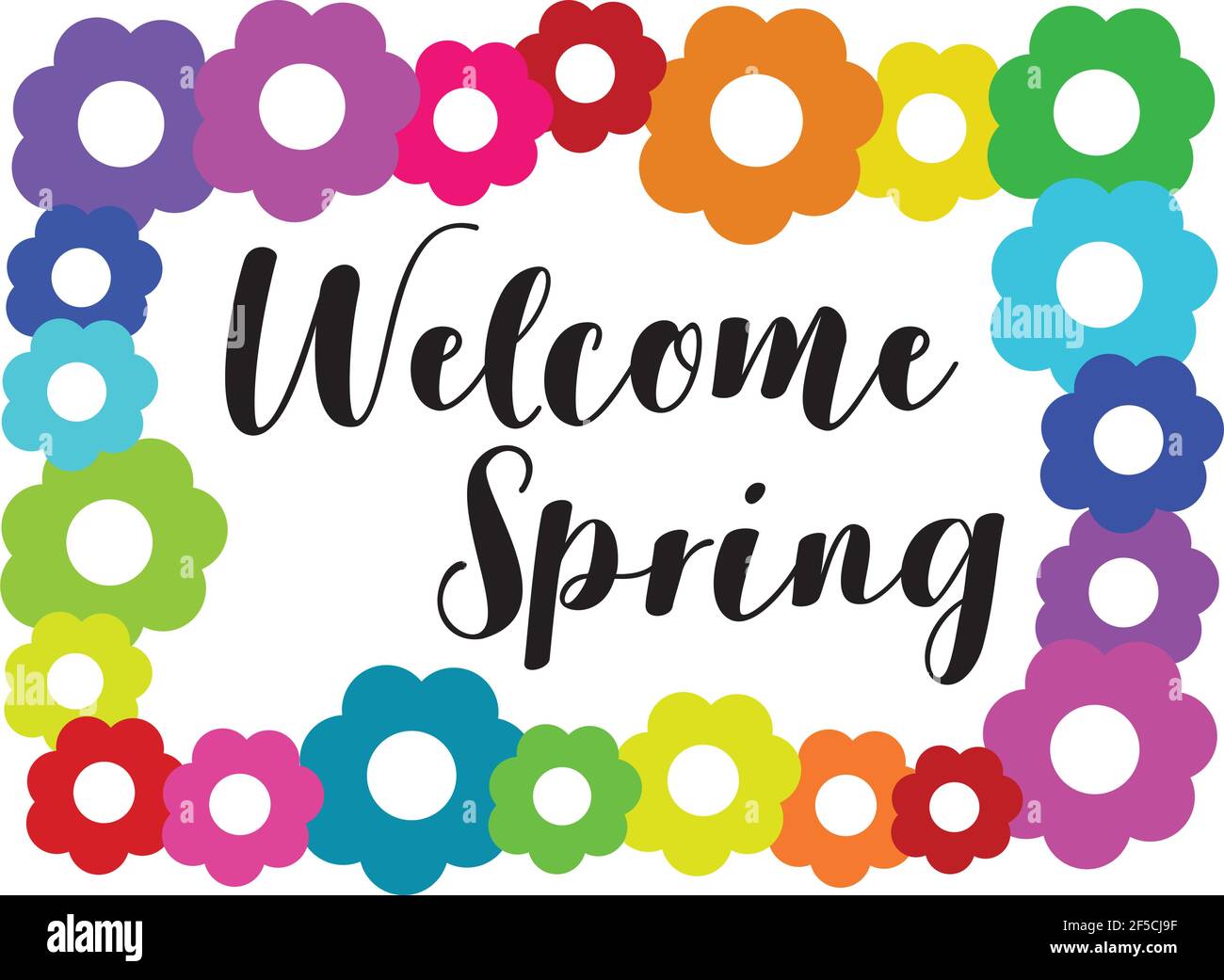 Welcome Spring Flower Border Bright Colourful Stock Vector Image & Art ...
