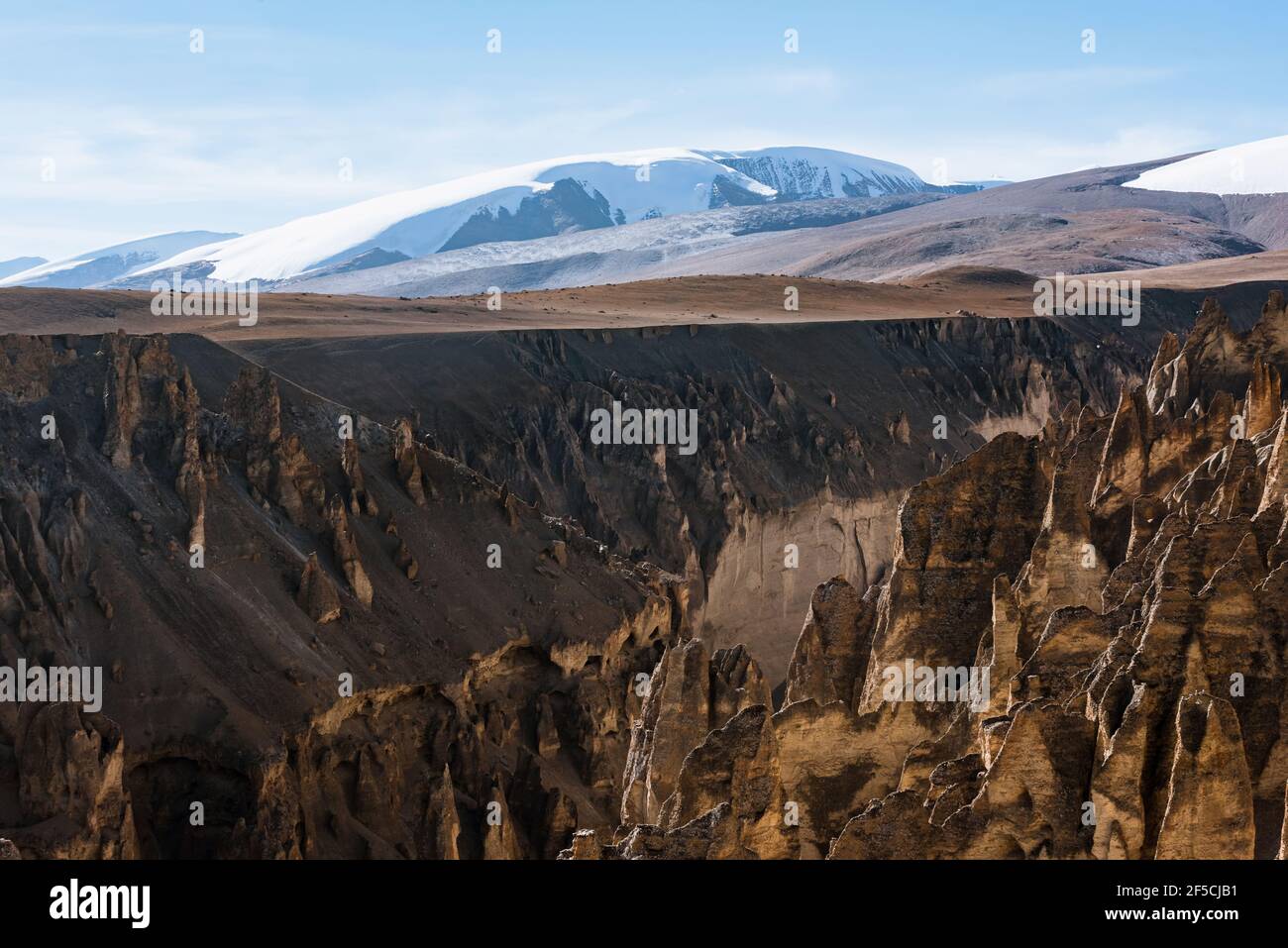 Eroded landscape and rock towers in Tibet Stock Photo - Alamy