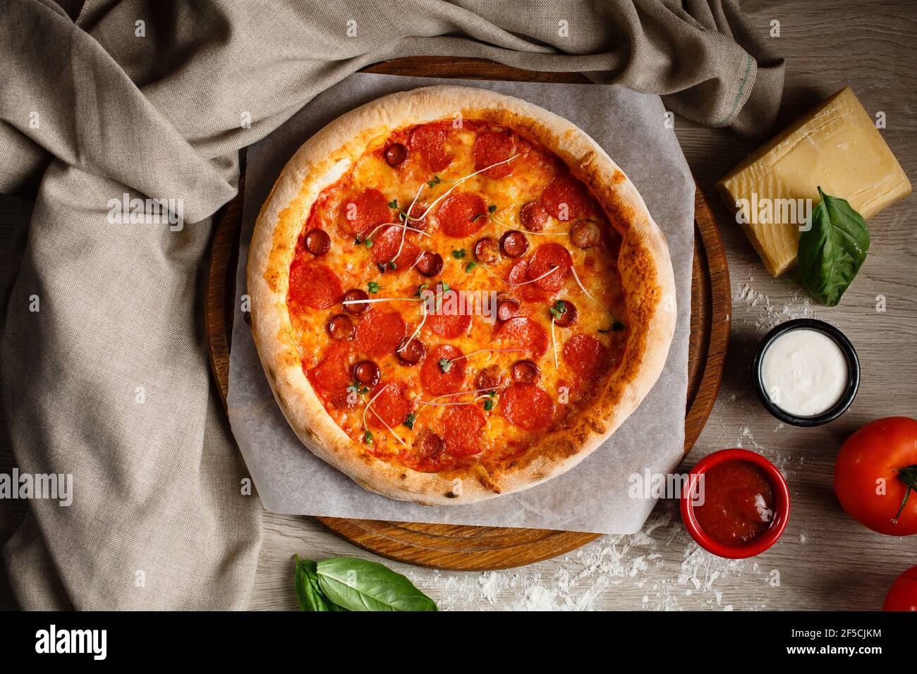 Pepperoni pizza is a popular pizza topping in American-style pizzerias ...