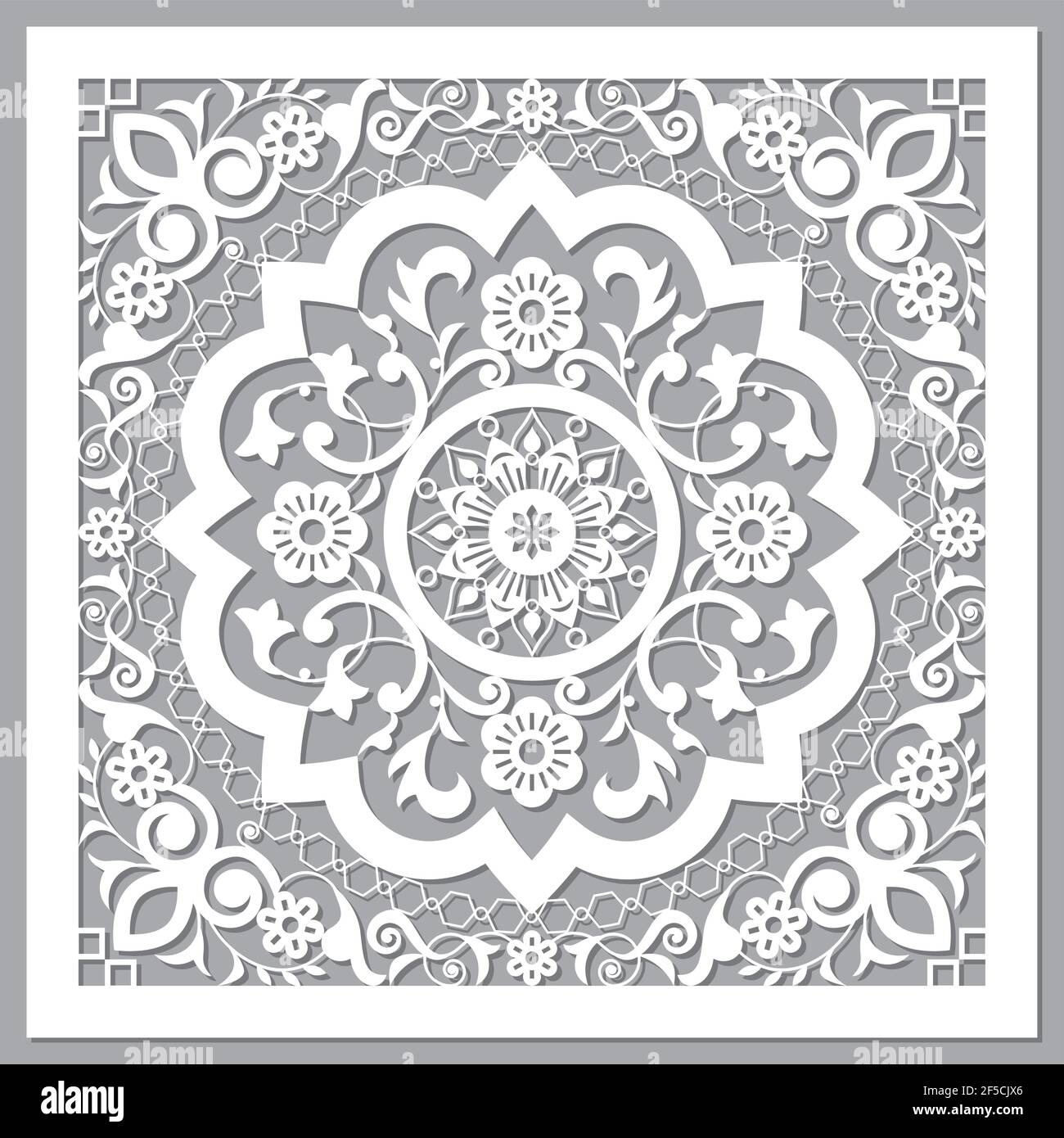 Moroccan carved mandala inspired design, vector oriental pattern with ...
