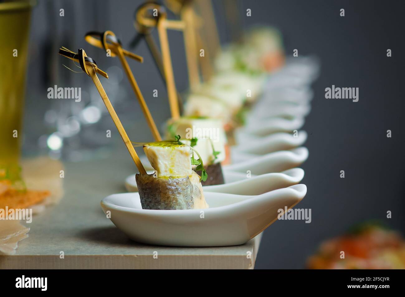 Catering service. Snacks for guests on the table Stock Photo - Alamy