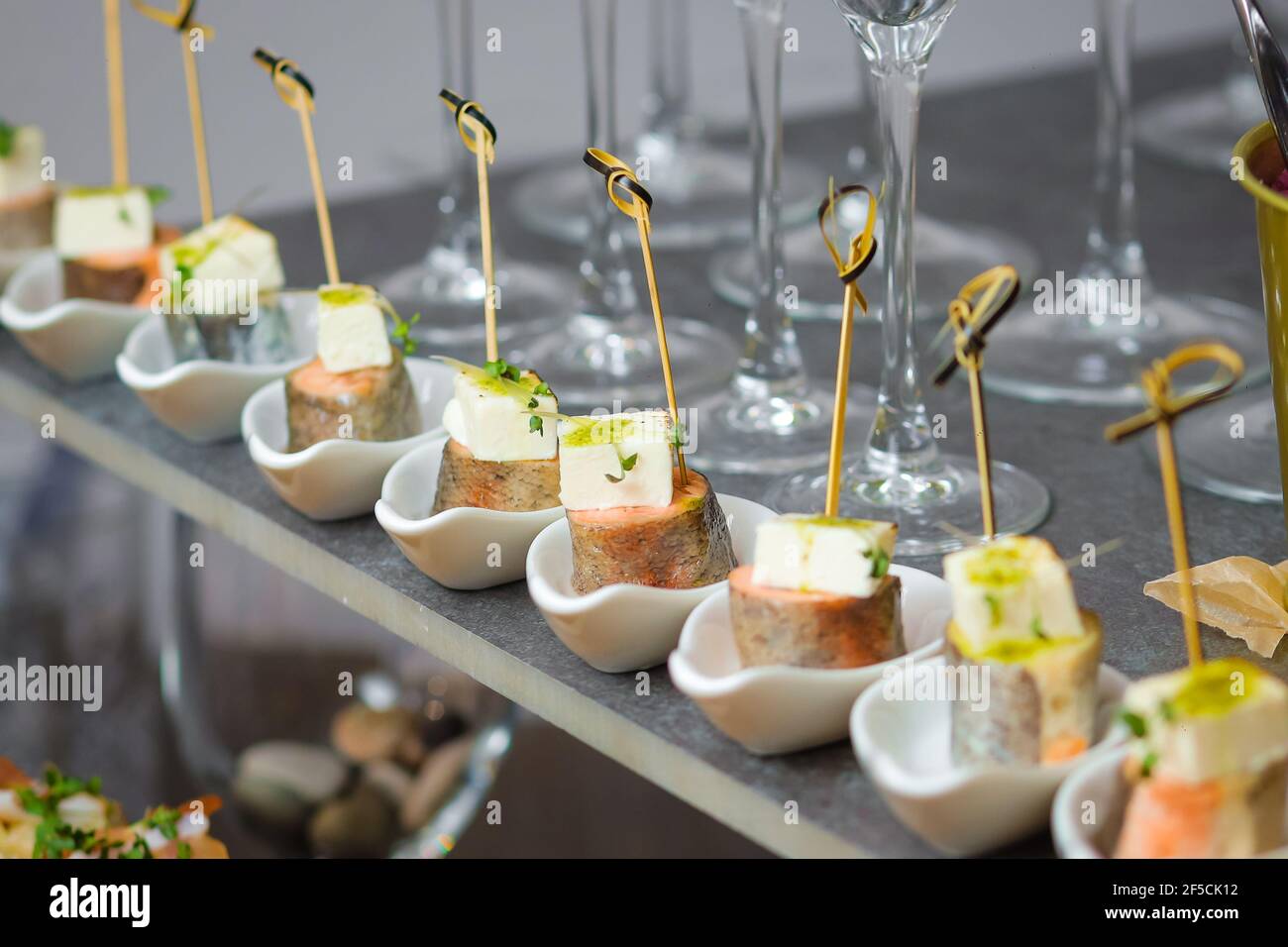 Catering service. Snacks for guests on the table Stock Photo - Alamy