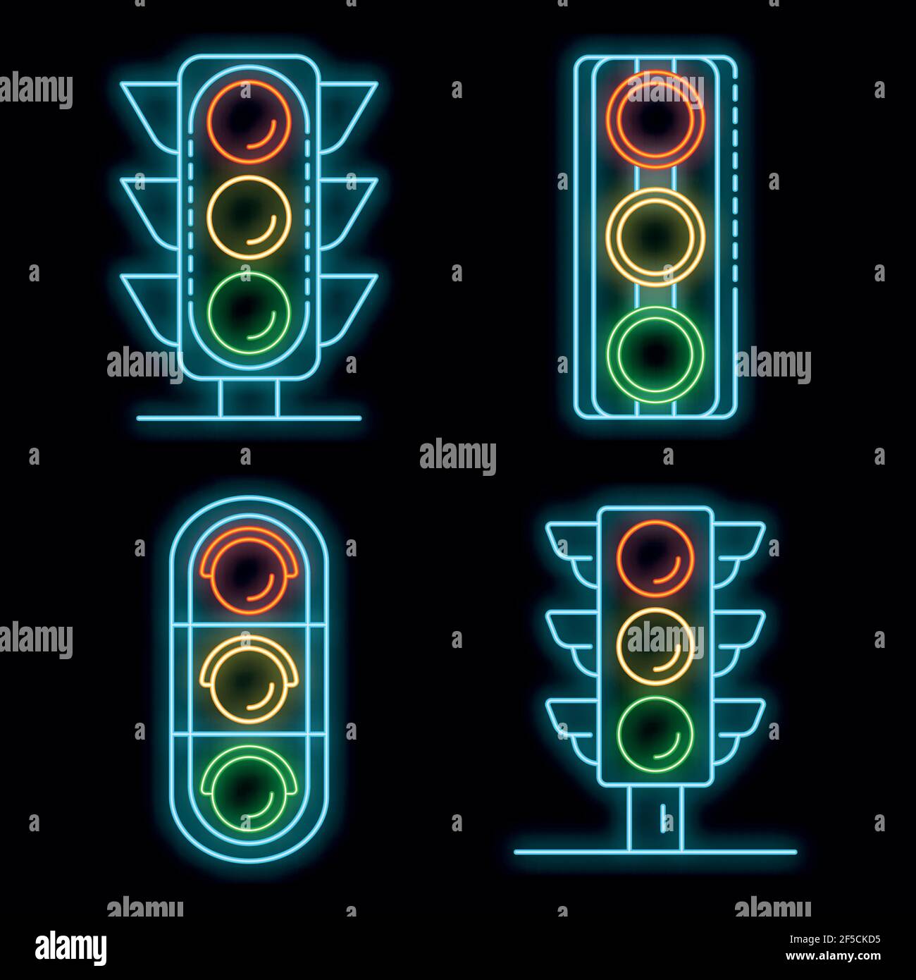 Traffic lights icons set. Outline set of traffic lights vector icons ...