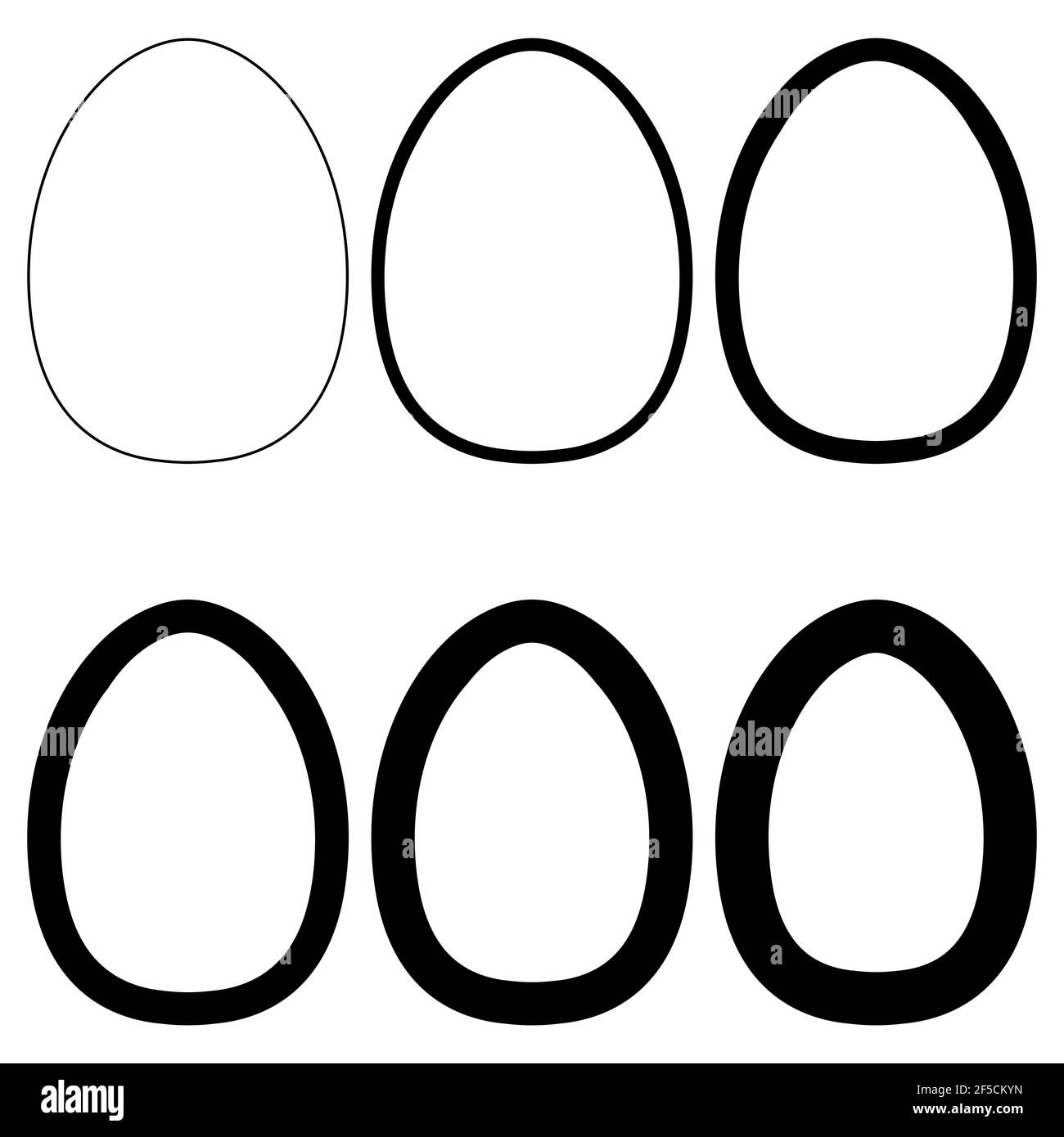 egg set different thickness outline shapes, vector egg shape template ...