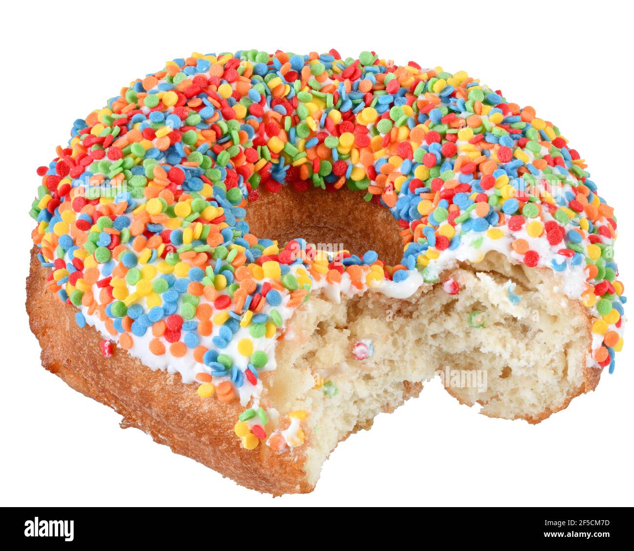 Donut in a multicolored confectionery dressing isolated on a white ...