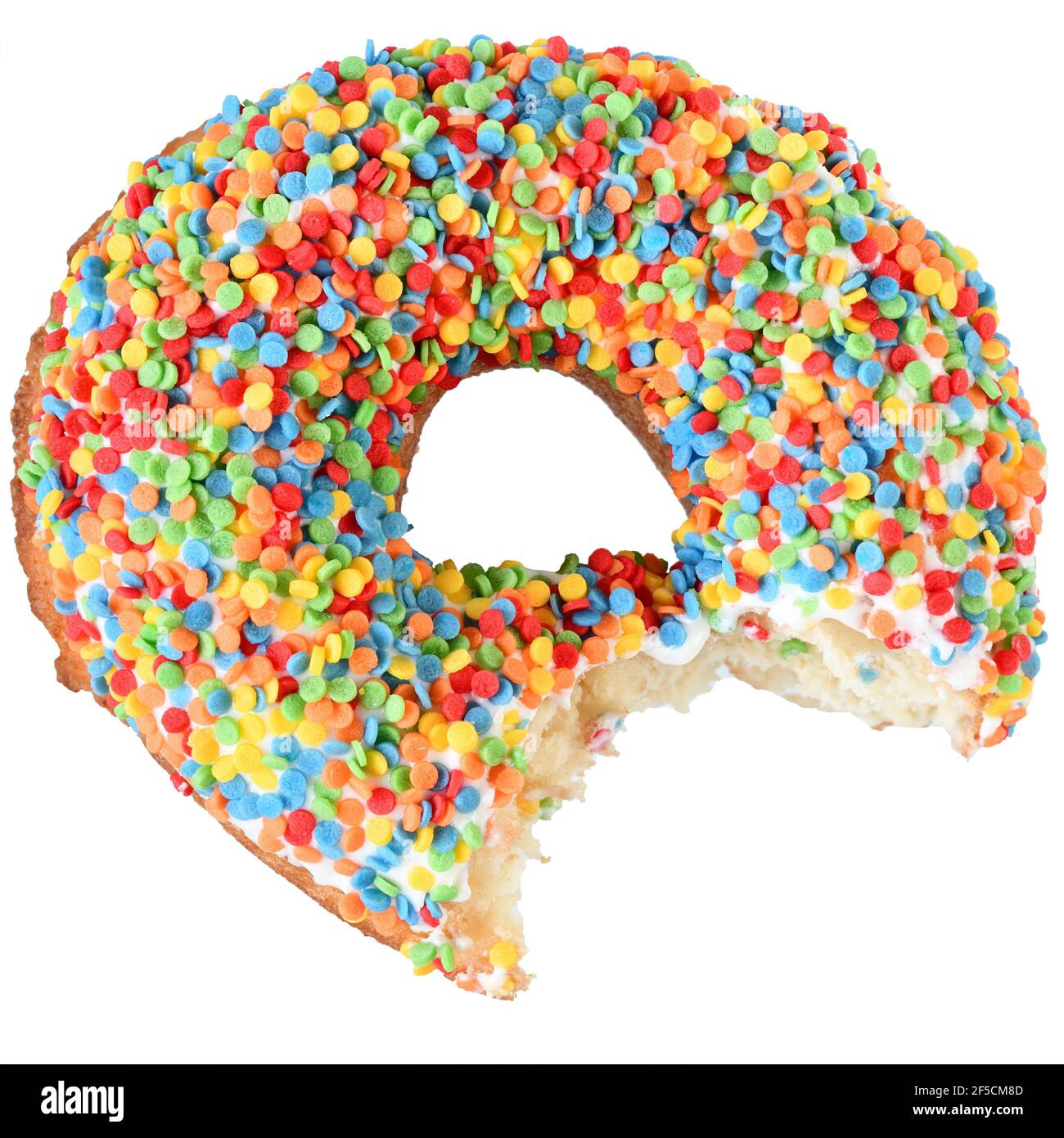 Donut in a multicolored confectionery dressing isolated on a white ...