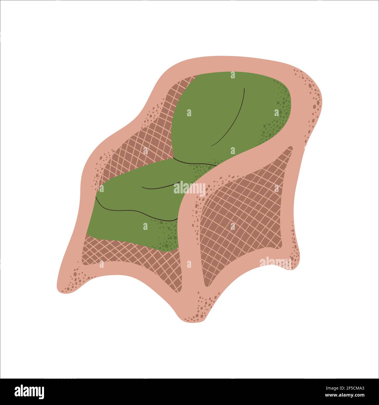 Comfortable home wicker armchair in Scandinavian style. Living room ...