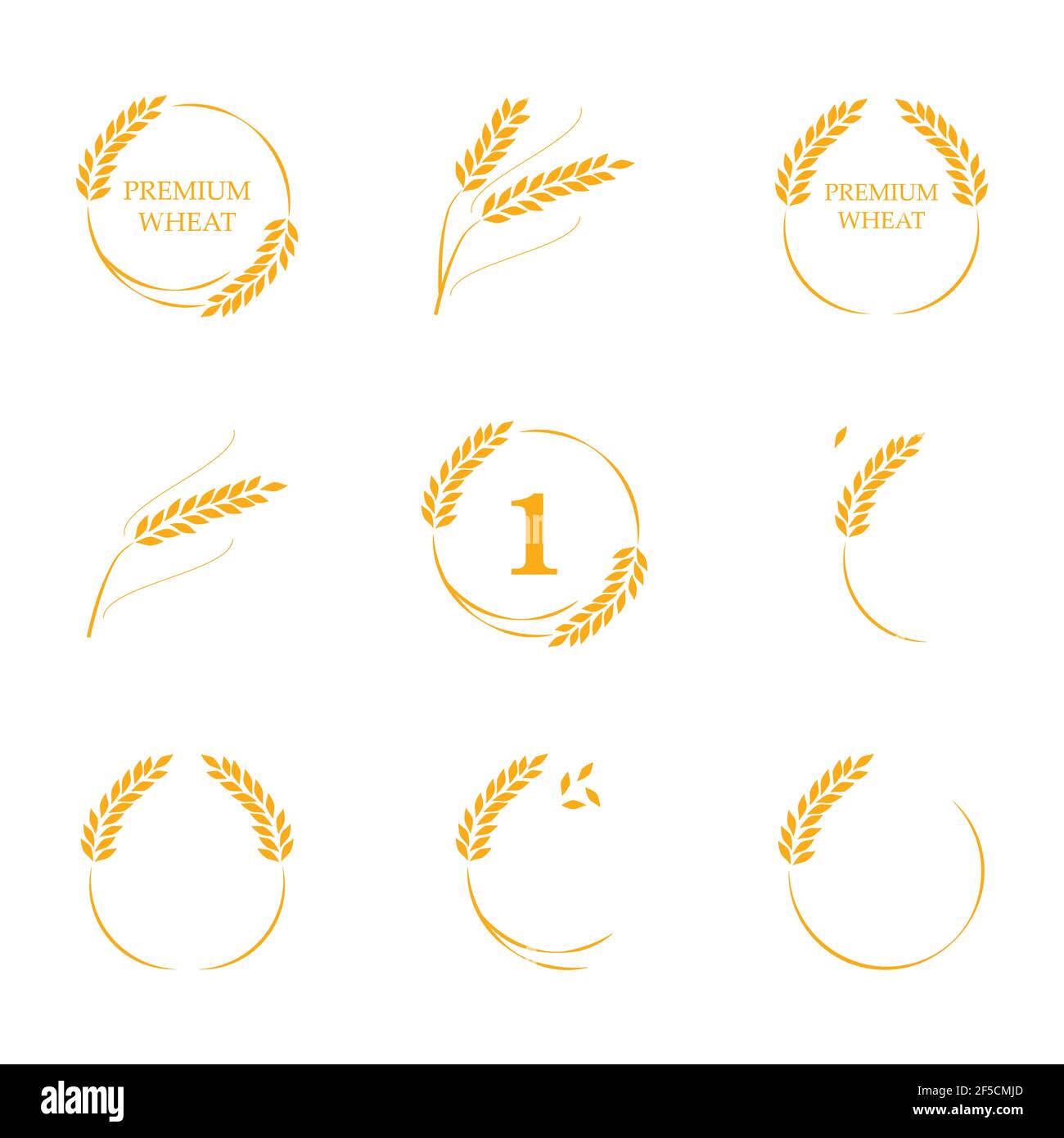Symbols for logo design Wheat. Agriculture, corn, barley, stalks ...