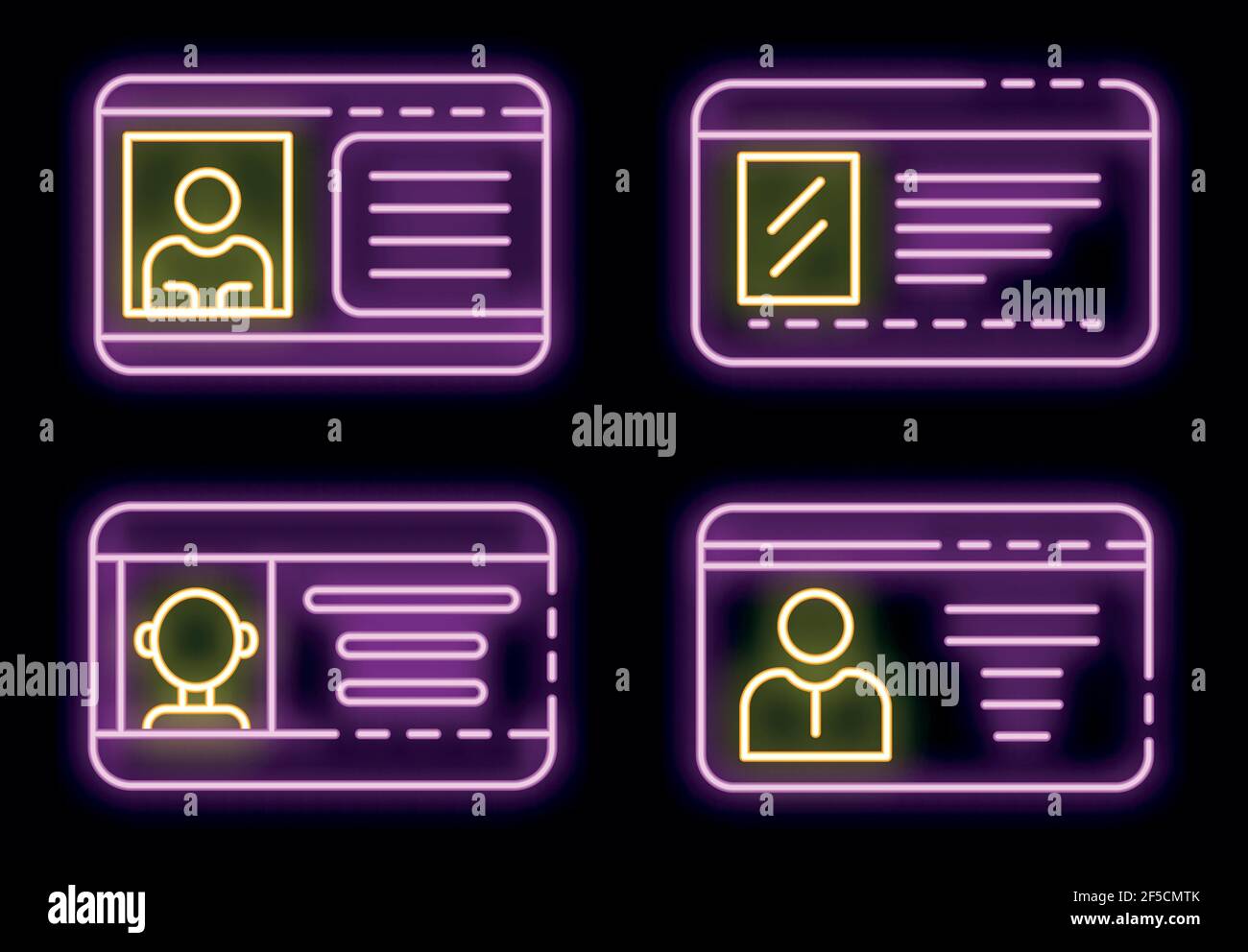 Driver license icons set. Outline set of driver license vector icons ...