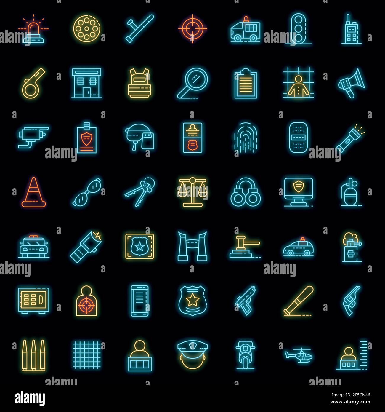 Police equipment icons set. Outline set of police equipment vector ...