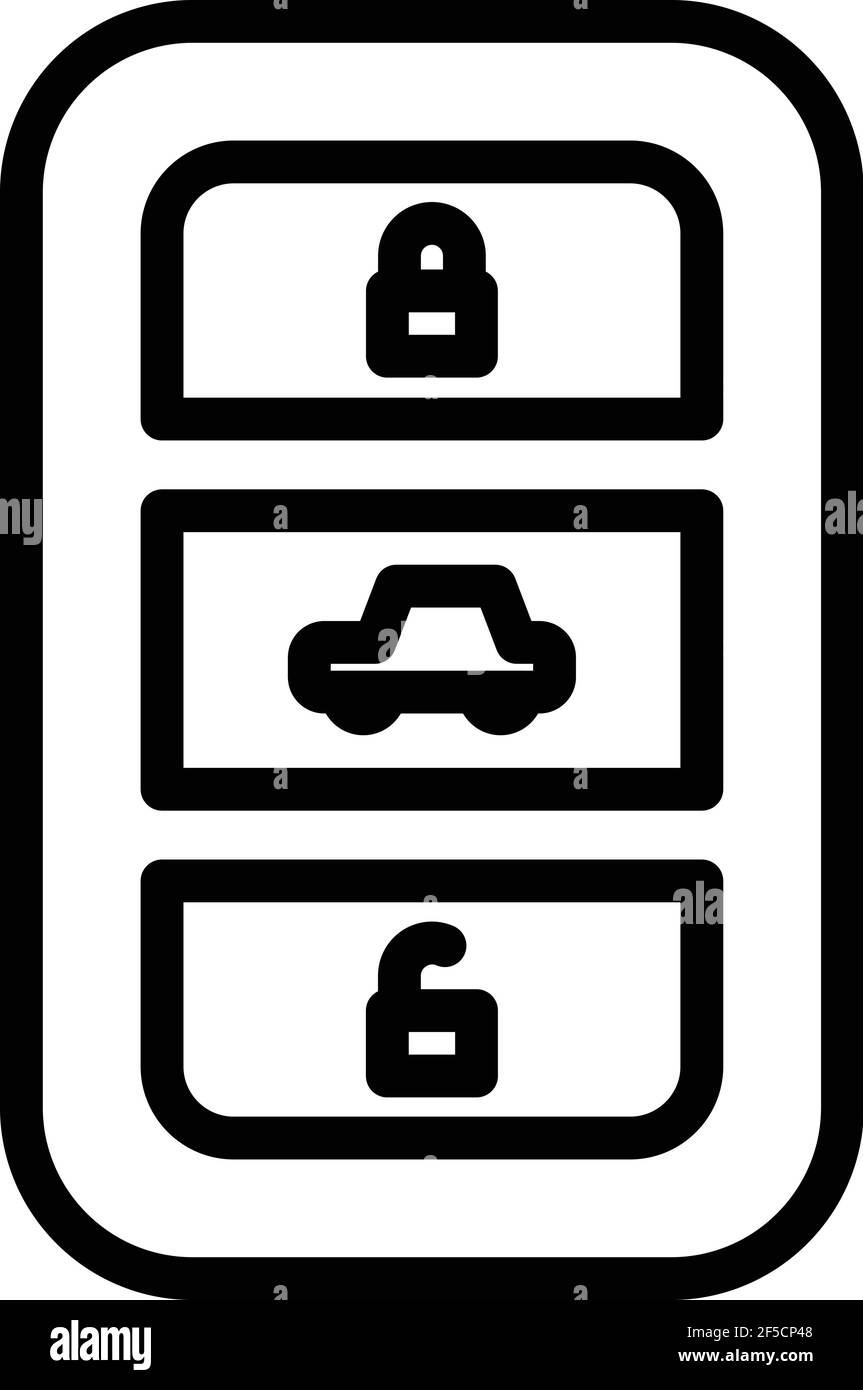 Lock smart key car icon. Outline lock smart key car vector icon for web ...