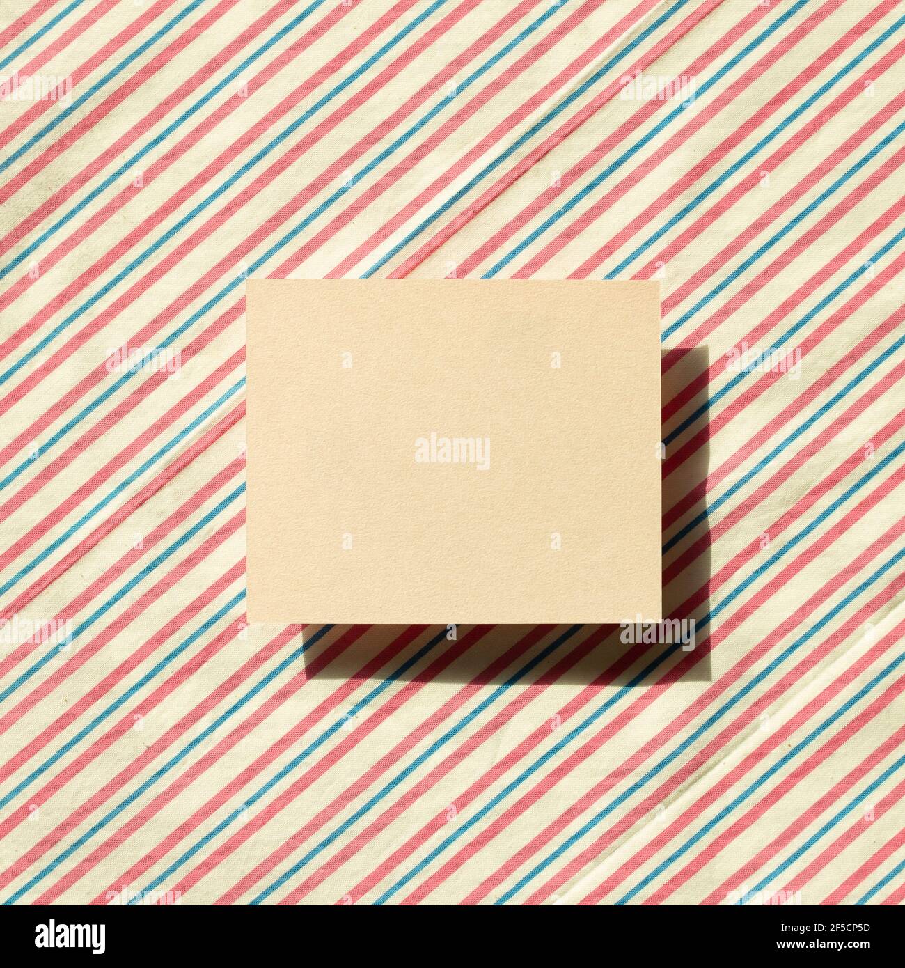 Blank memo pad, empty paper on fabric background. top view, copy space ...