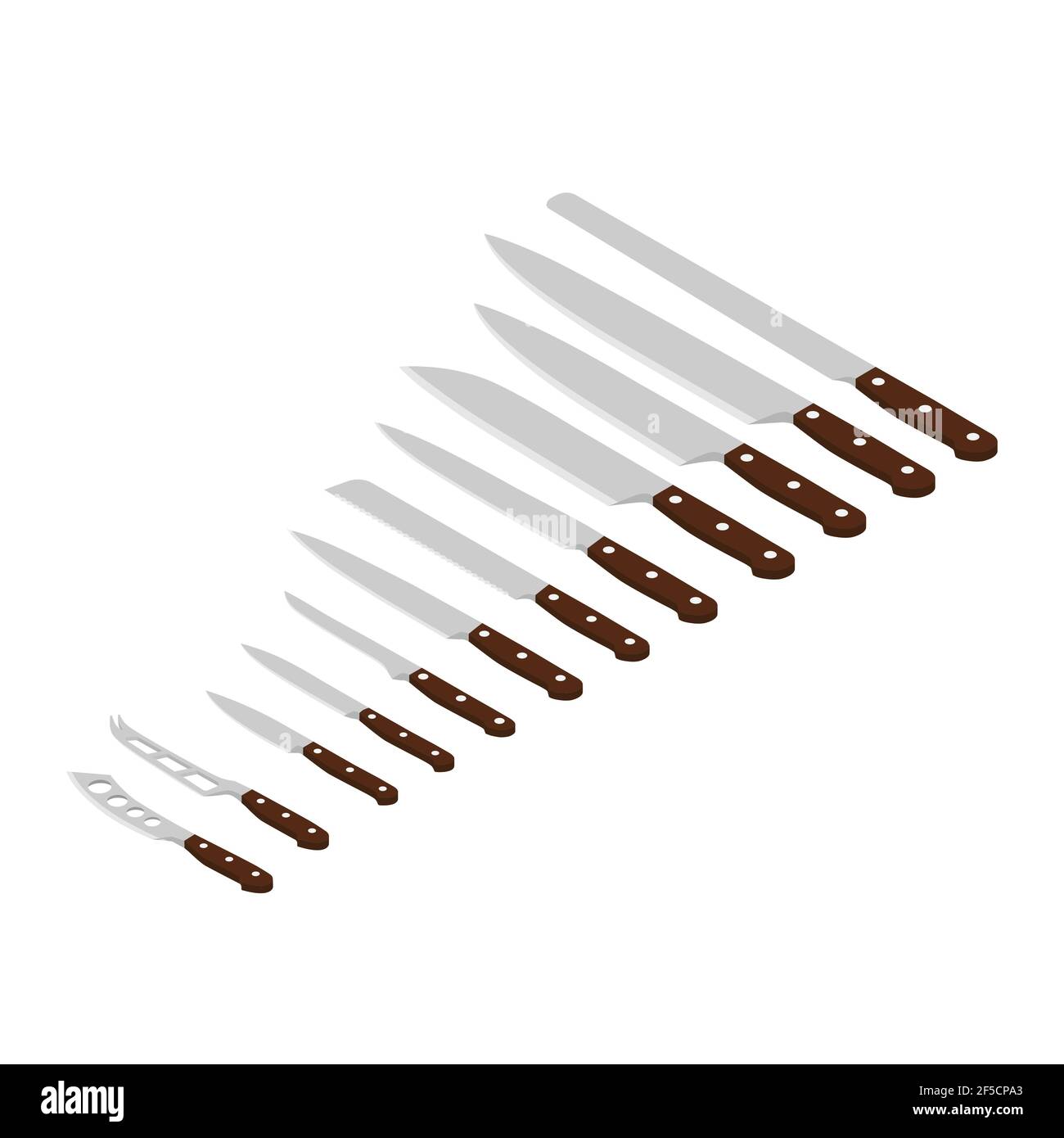 Meat cutting knives set. Set of butcher meat knives for butcher shop ...