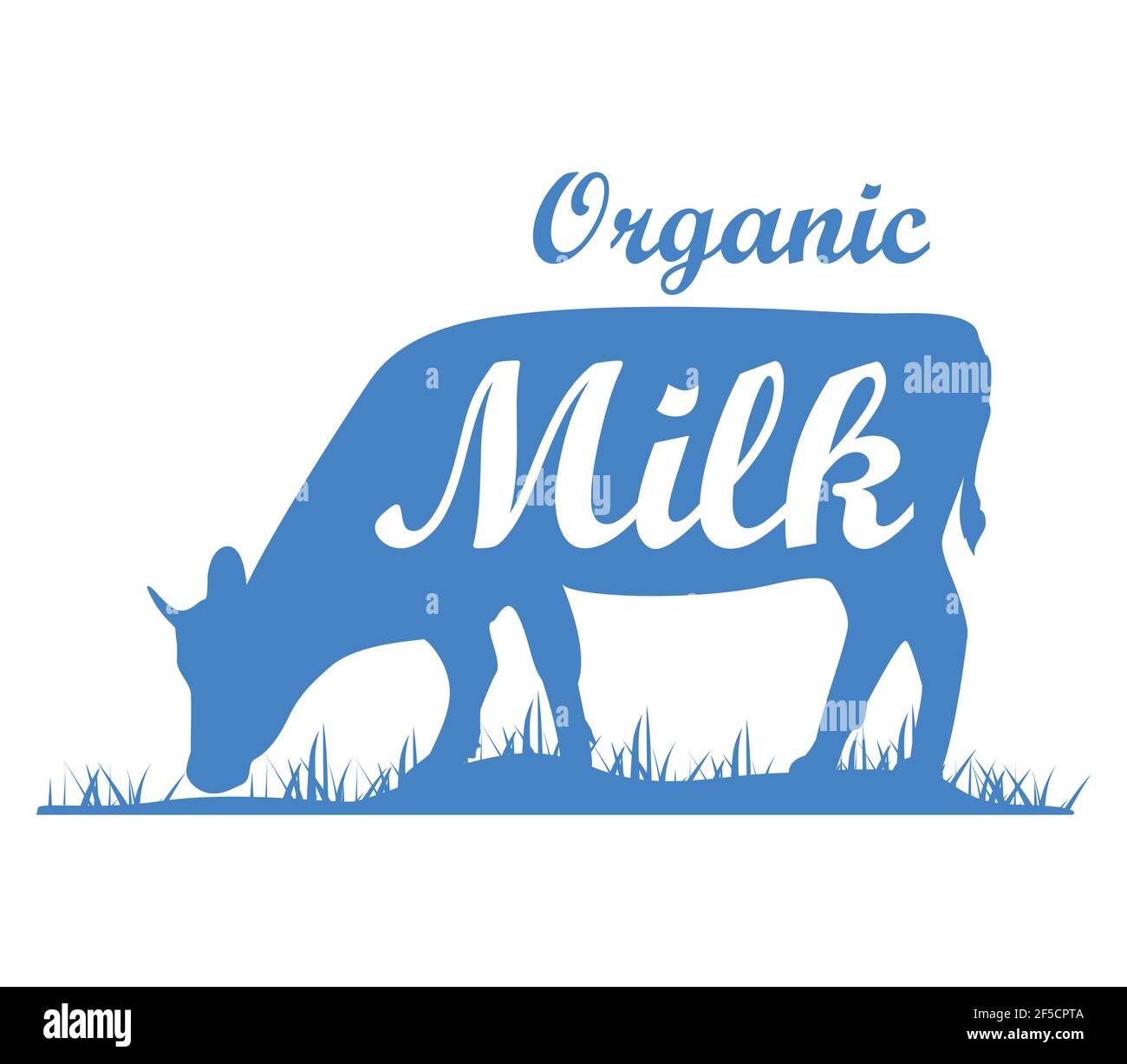Milk, cow. Logo with cow silhouette, text Milk, Dairy farm, Organic ...