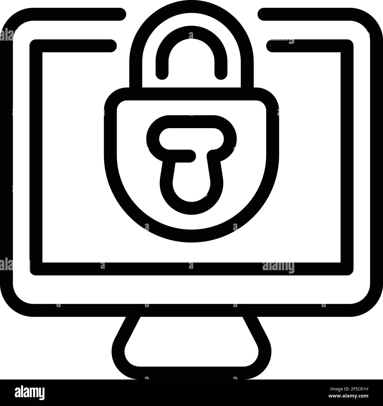 Computer lock icon. Outline computer lock vector icon for web design ...