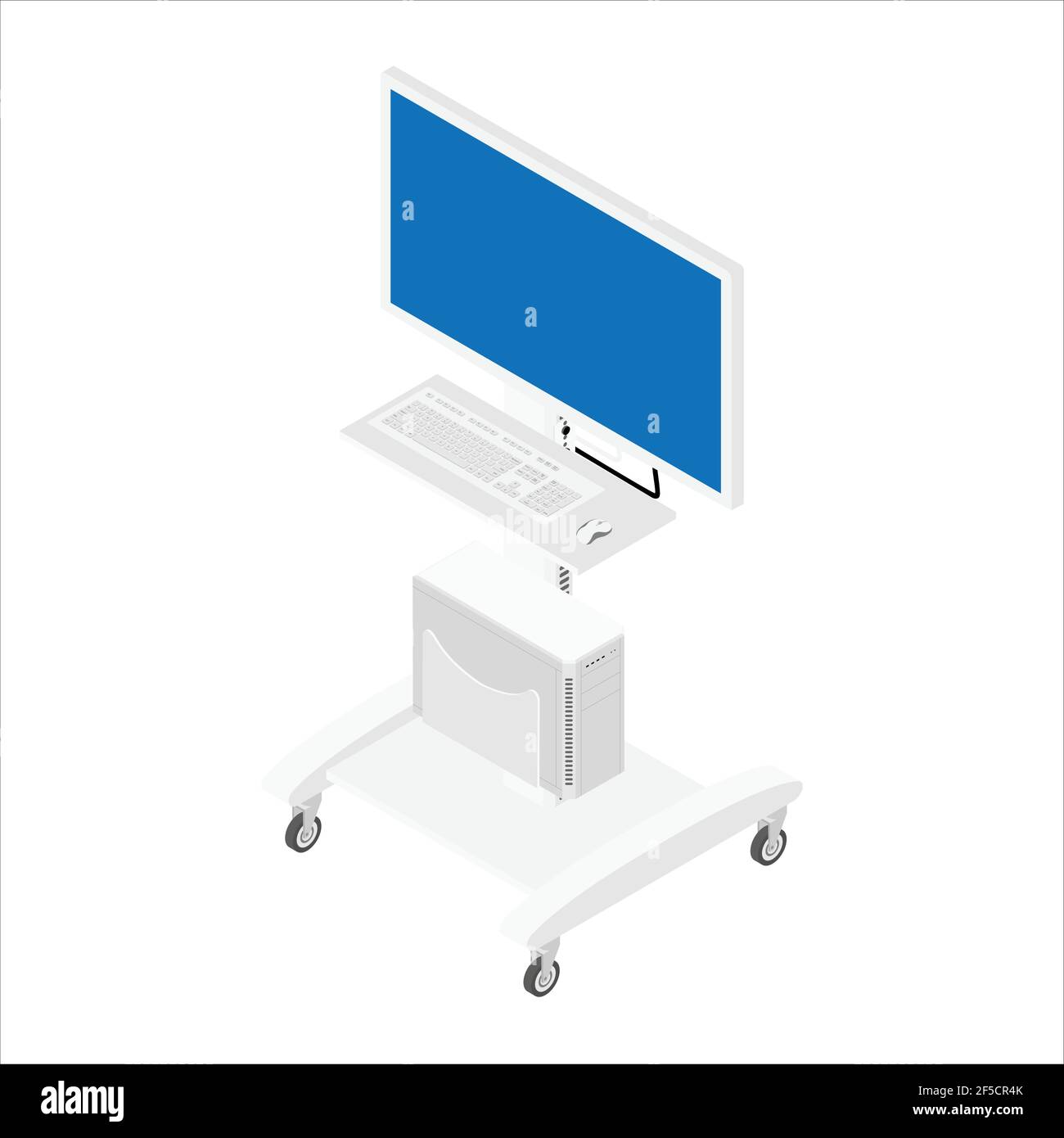 Hospital Vital signs monitor and computer for patient isometric view ...