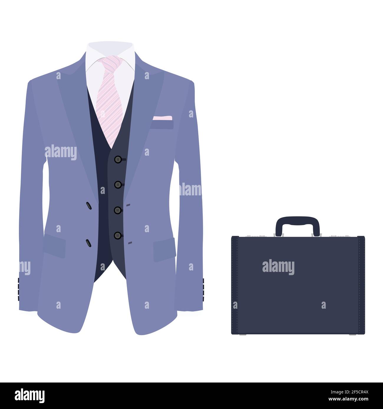 Elegant suit with tie and leather briefcase vector illustration ...