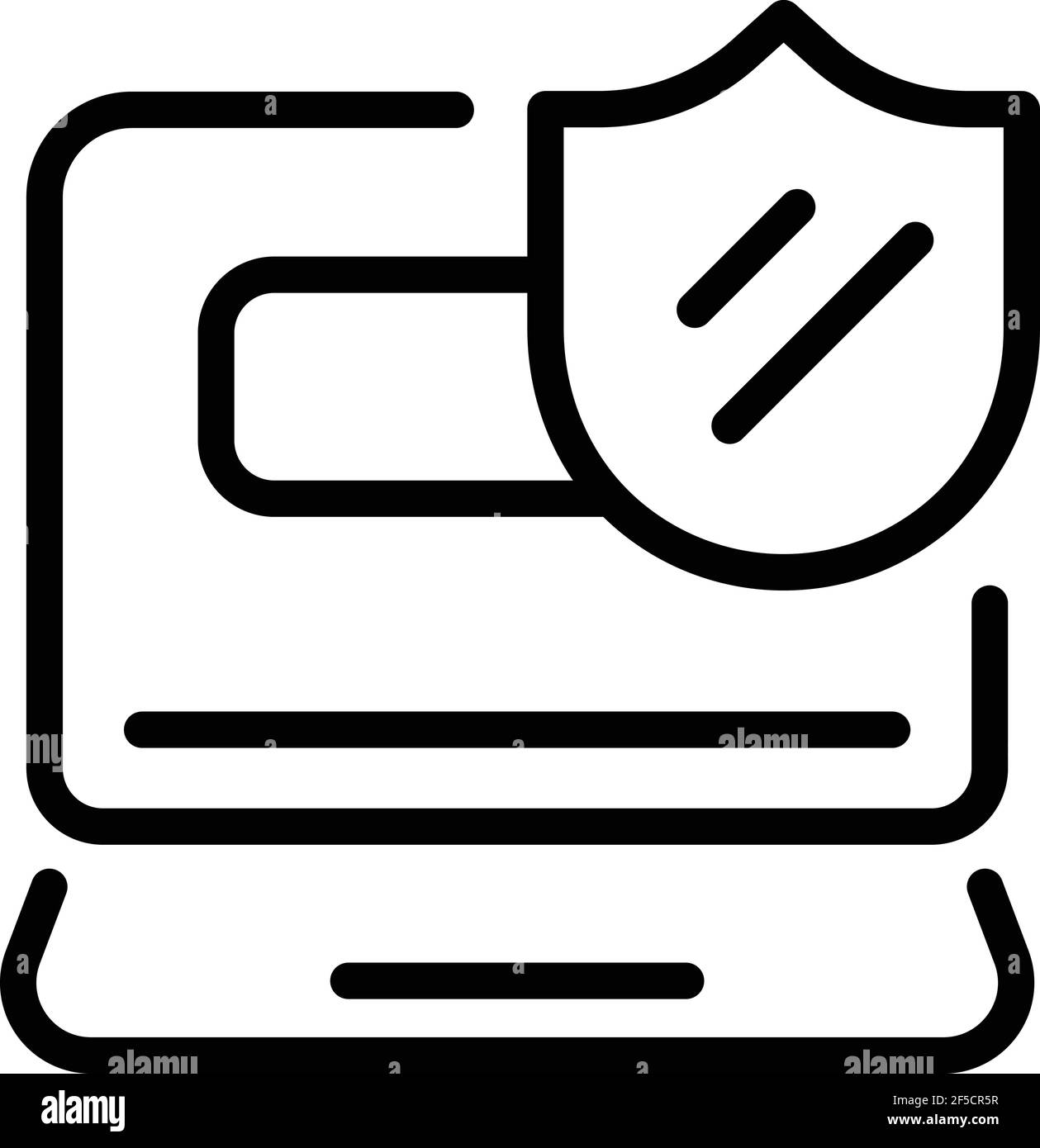Secured laptop icon. Outline secured laptop vector icon for web design ...