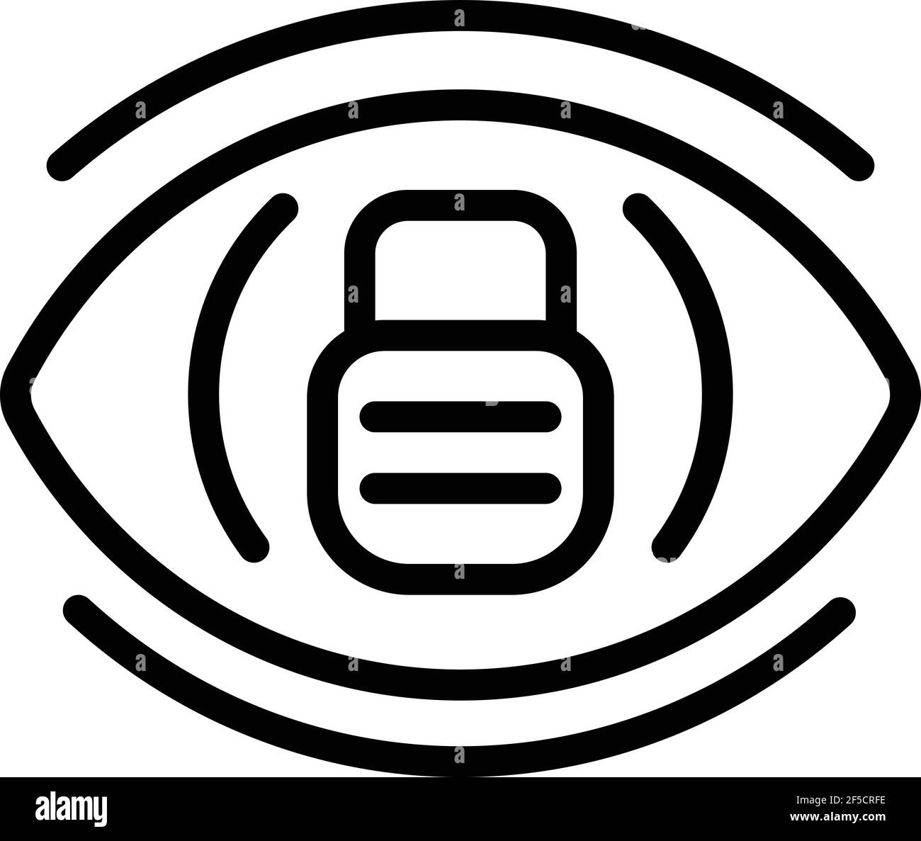 Eye lock icon. Outline eye lock vector icon for web design isolated on ...
