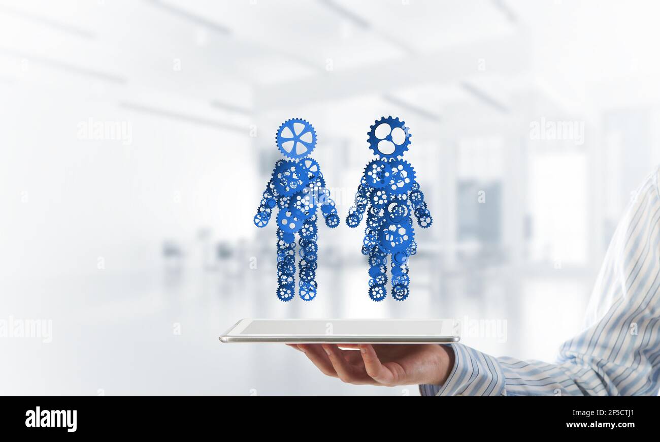 Concept of cooperation or maybe family with two figures presenting ...