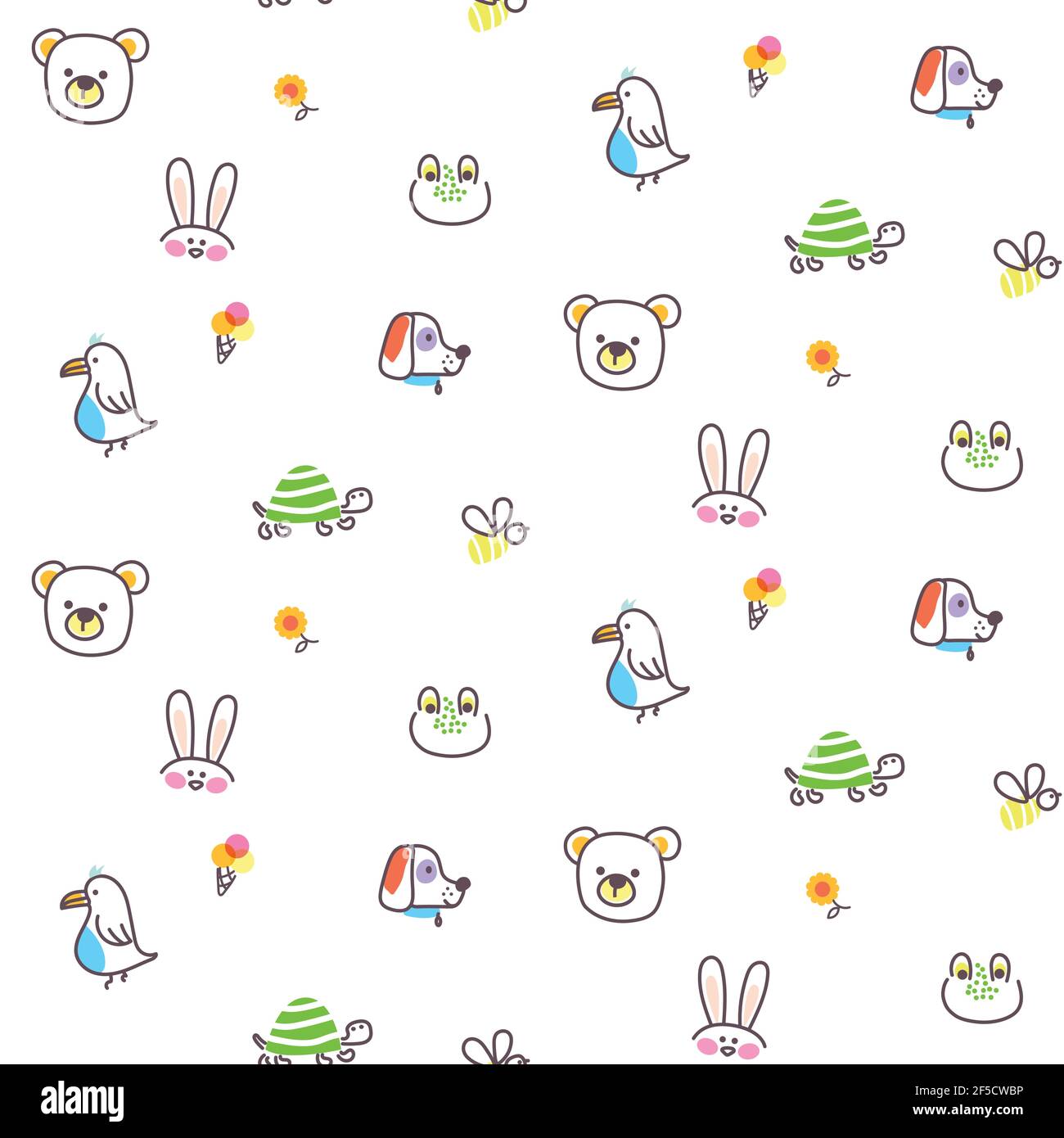 Cute animal pets icons vector illustration. Doodle zoo set Stock Vector ...