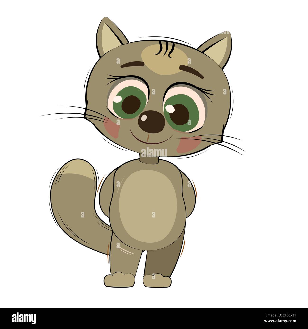 Little cub kitten. Cat. Isolated object on a white background. Cheerful ...