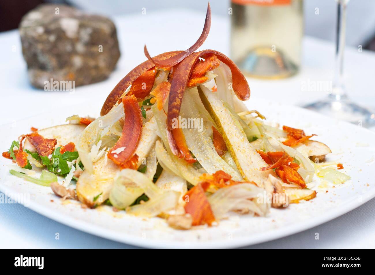 Celery curls, with mullet bottarga, Cagliari, Sardinia, Italy Stock ...