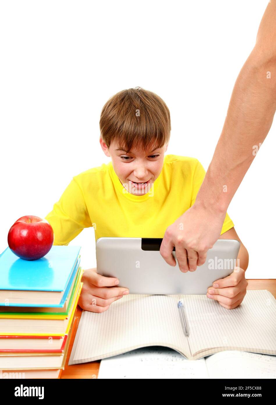 Parent pulling child from computer hi-res stock photography and images ...