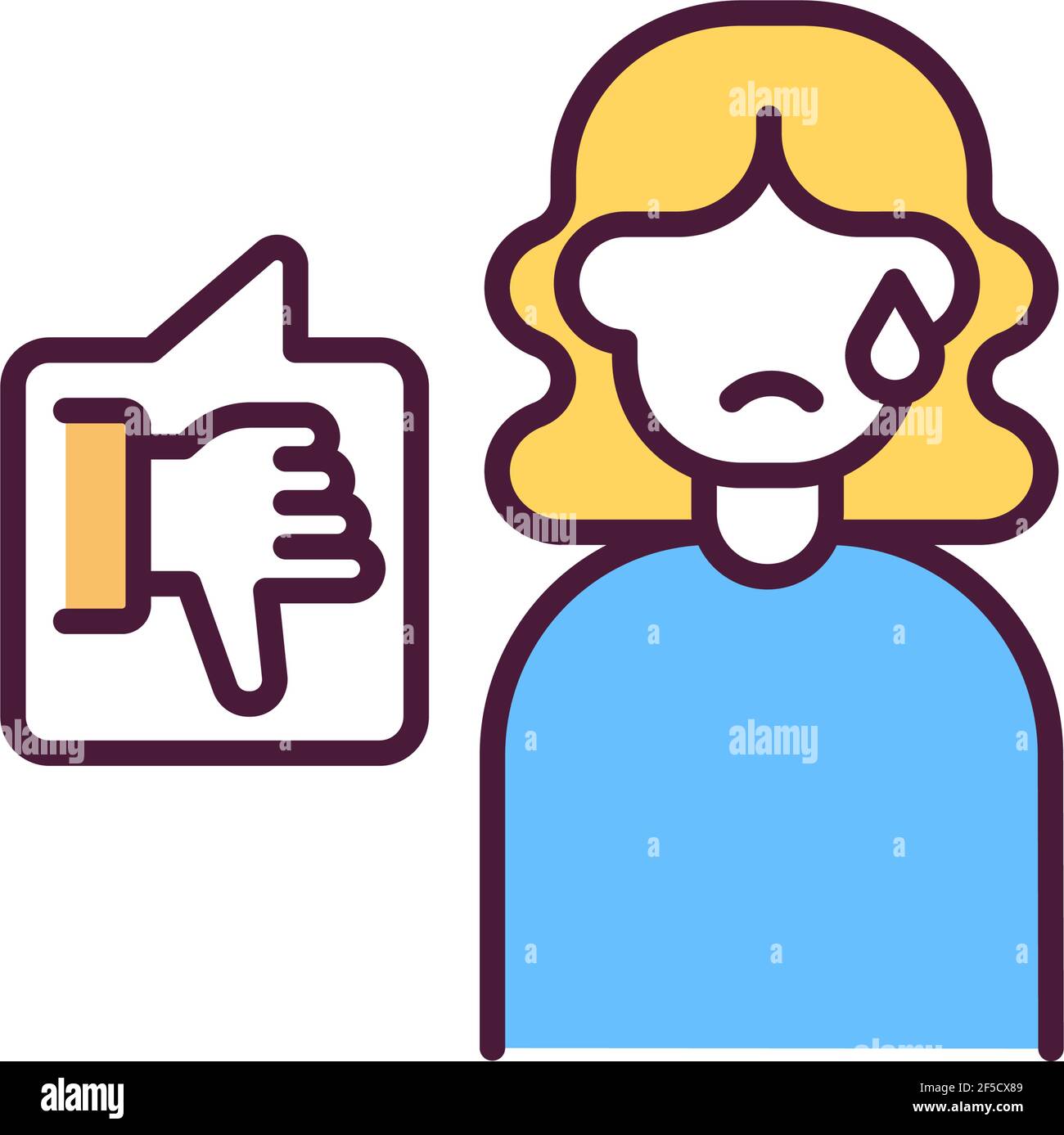 Depressed person icon outline Stock Vector Images - Alamy