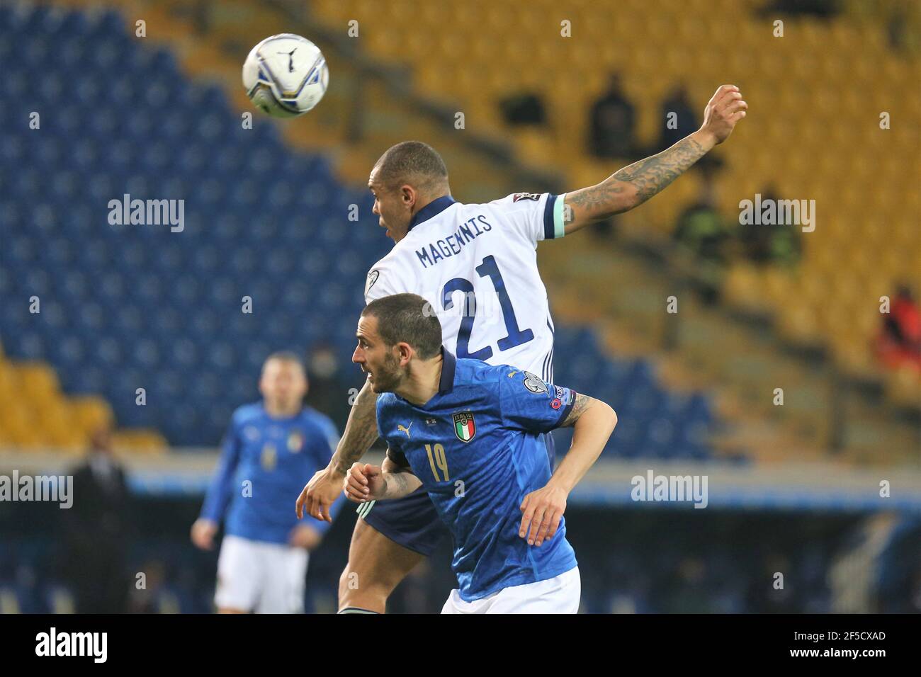 Leonardo Bonucci of Italy and Josh Magennis of Northern Ireland during ...