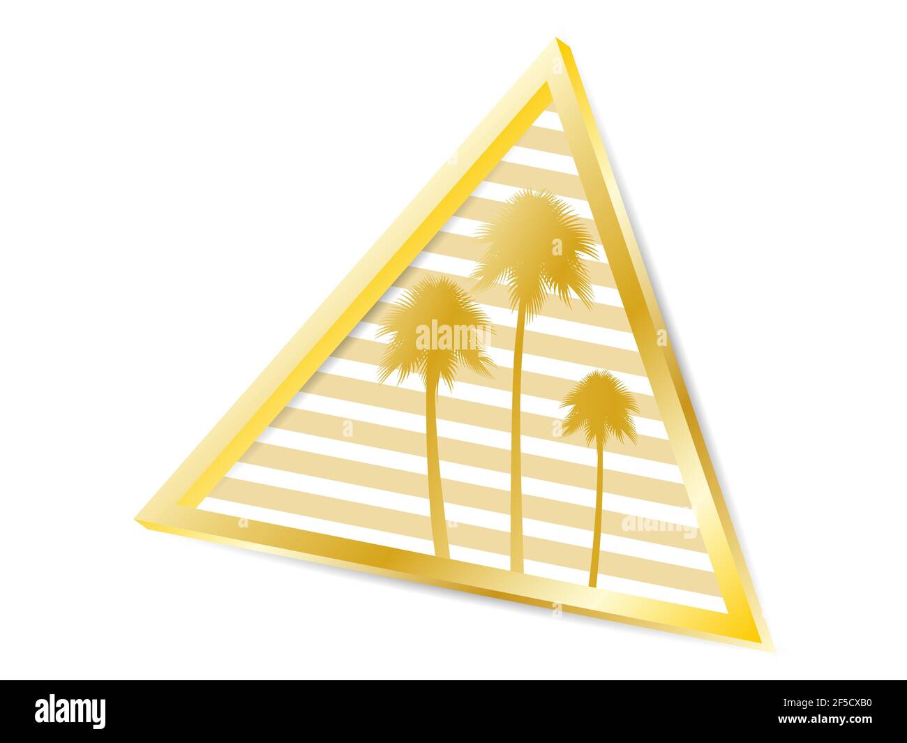 Triangular golden frame with palm trees isolated on white background ...