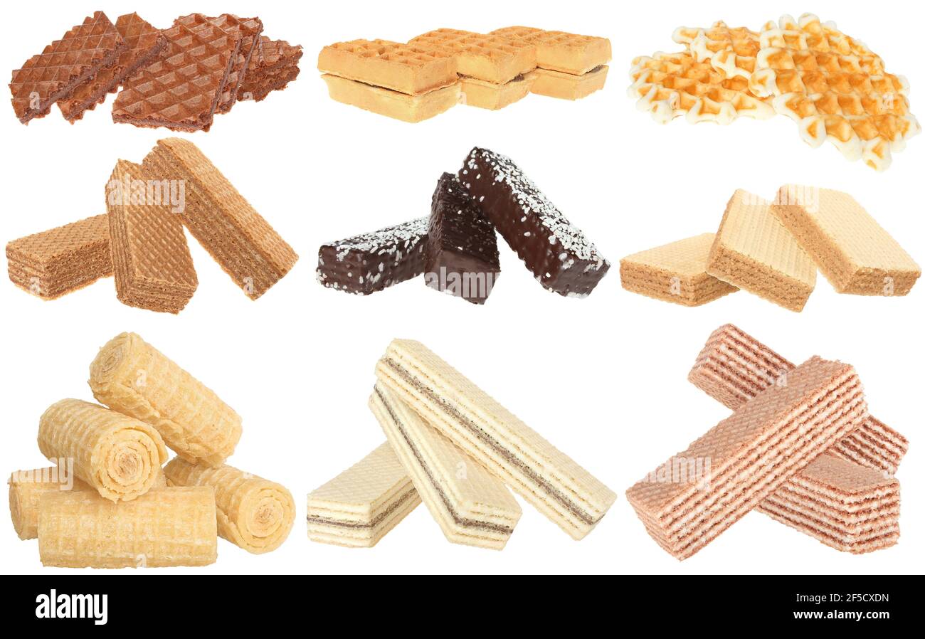 Chocolate wafers set isolated on a white background Stock Photo - Alamy
