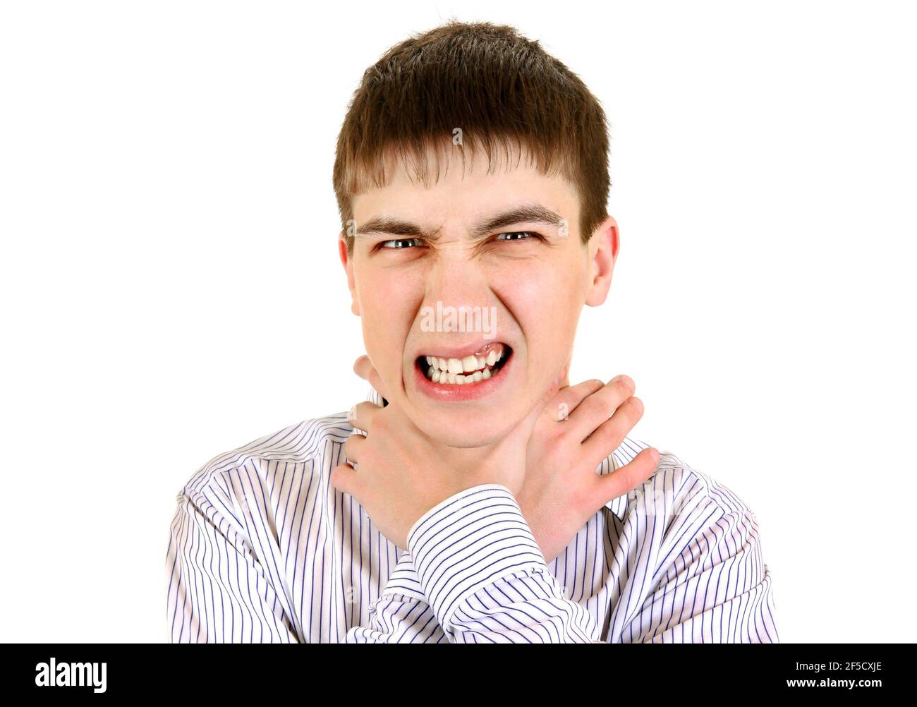 Nervous Young Man Isolated on the White Background Stock Photo - Alamy